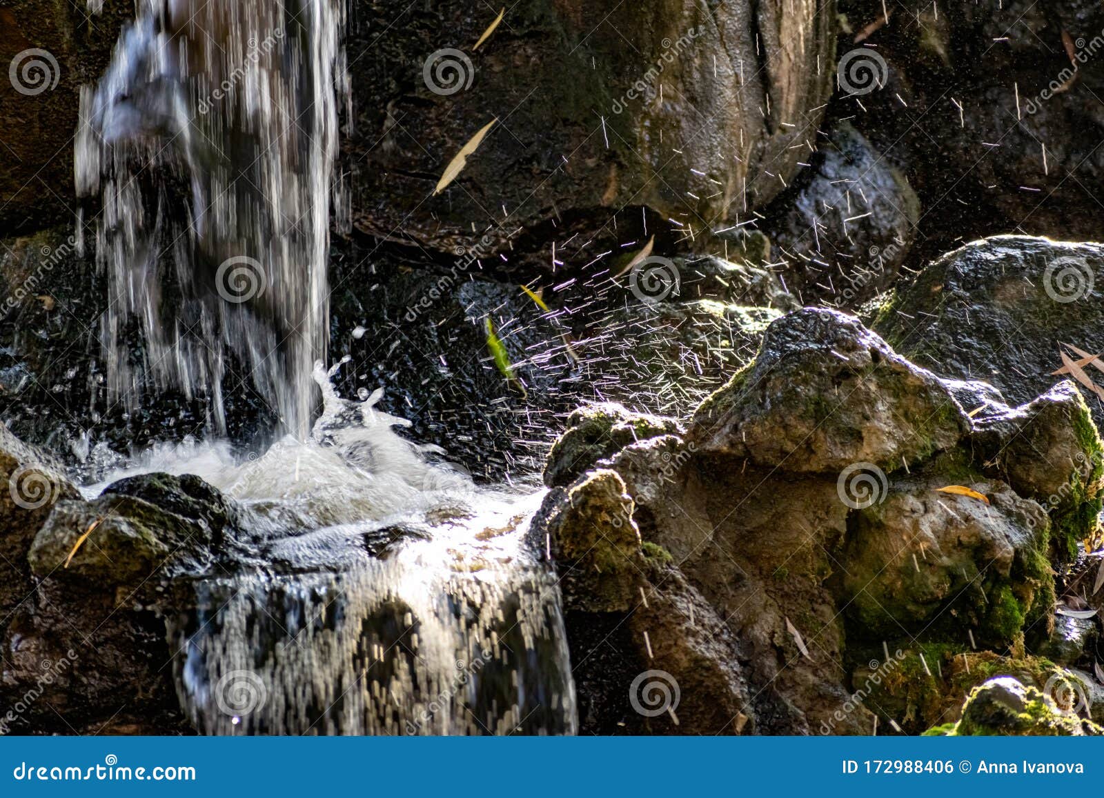 A Small Artificial Freshwater Waterfall that Flows into a Common Living ...