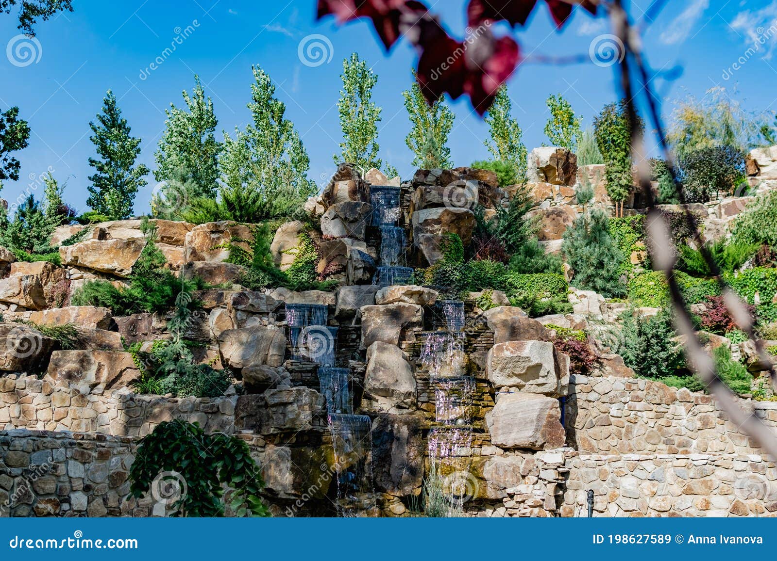 A Small Artificial Freshwater Waterfall that Flows into a Common Living ...