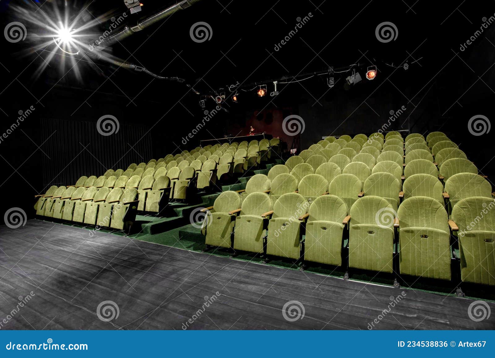 Small Auditorium with Green Armchairs Stock Photo - Image of background ...