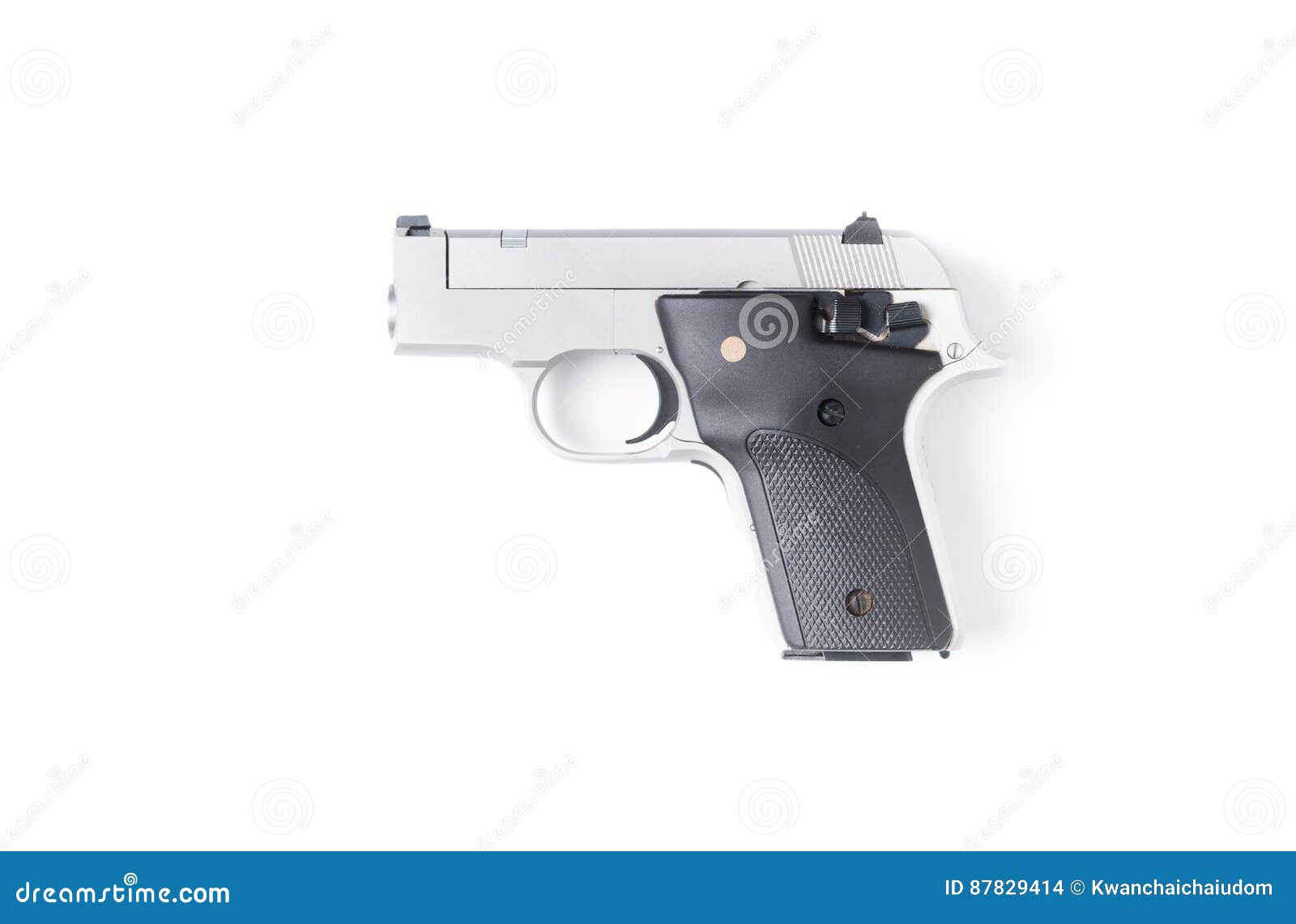 Small Automatic Gun Isolated on White Background Stock Photo - Image of ...