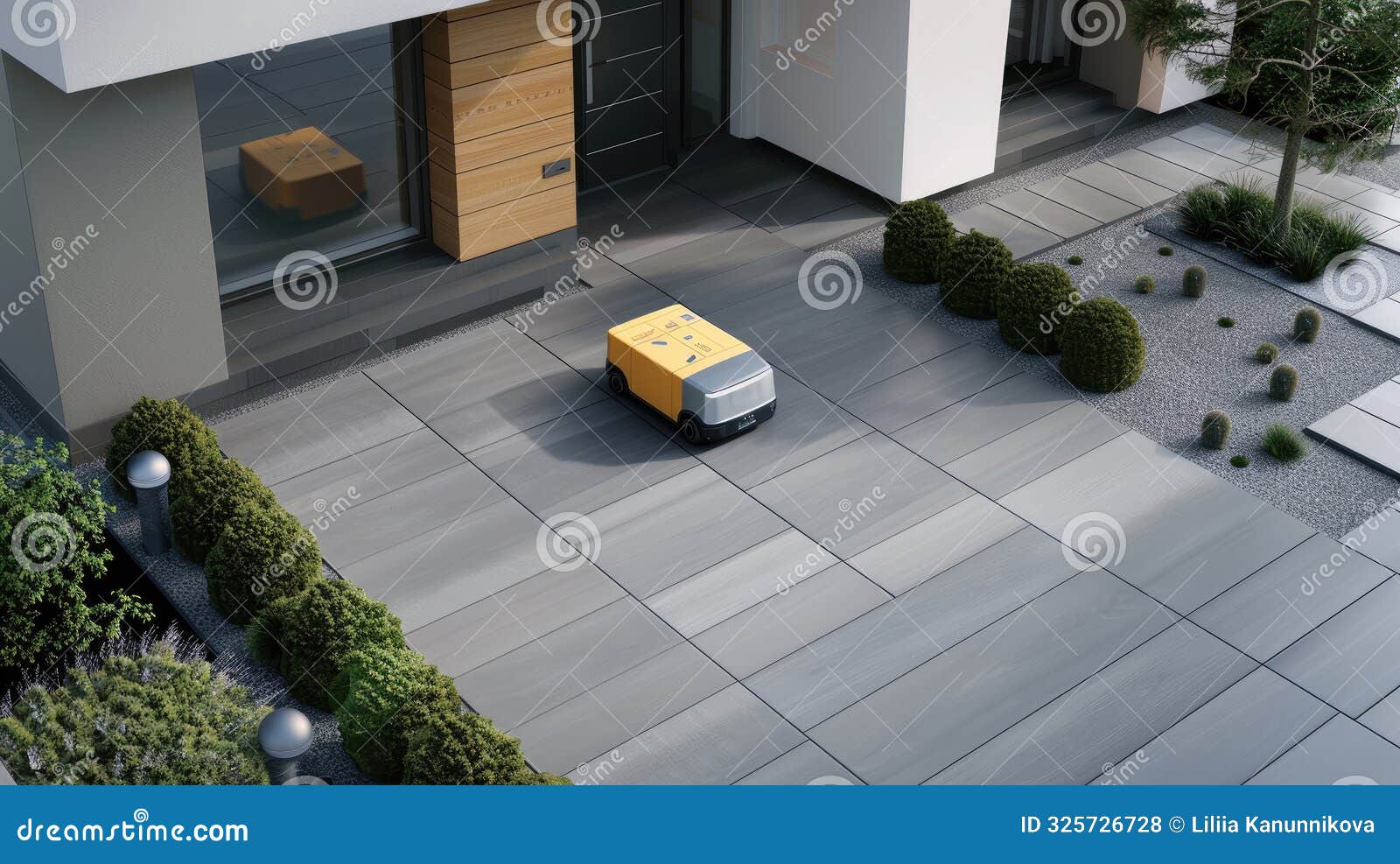 A Small Autonomous Delivery Robot with Several Cardboard Boxes on Its ...