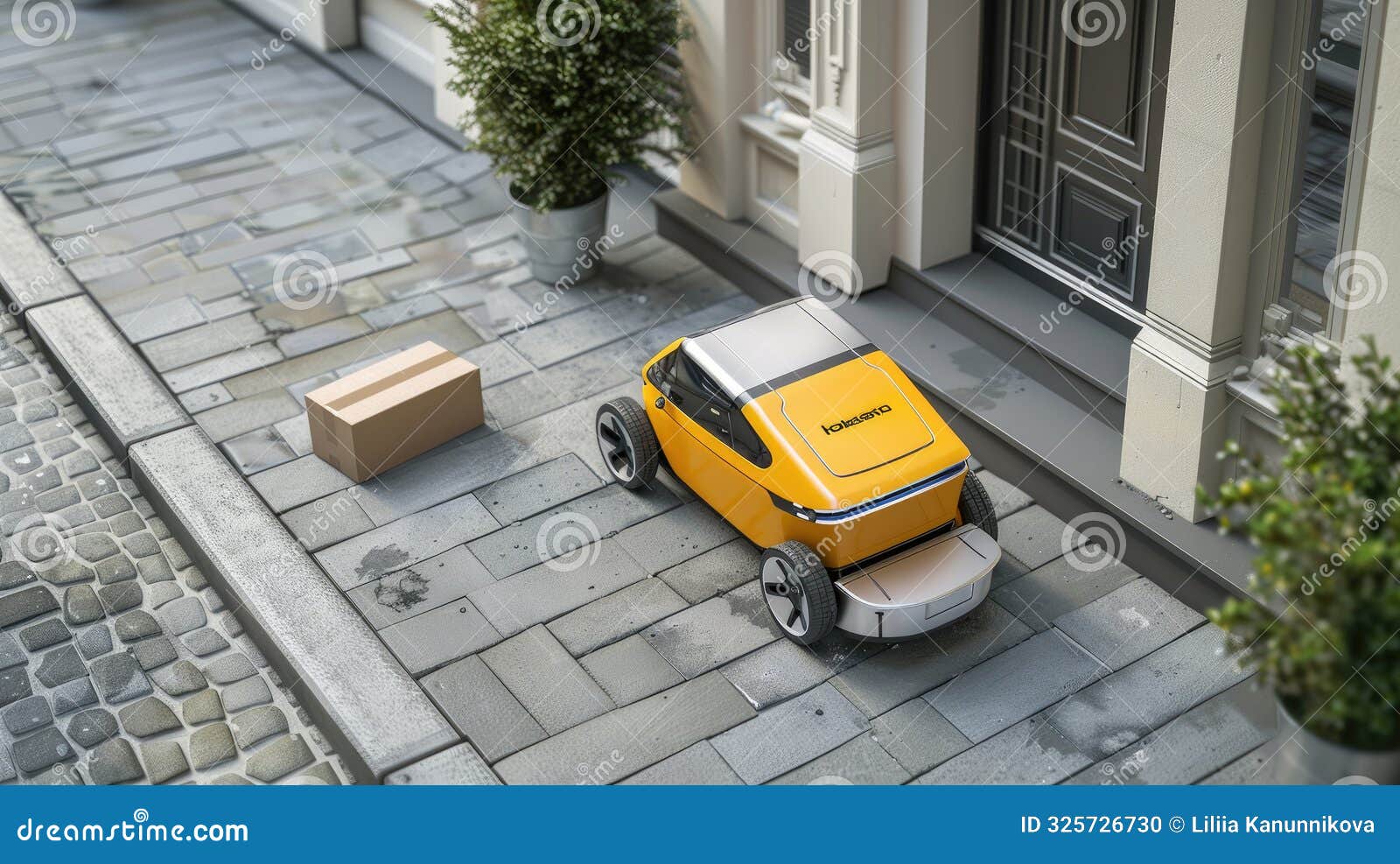 A Small Autonomous Delivery Robot with Several Cardboard Boxes on Its ...