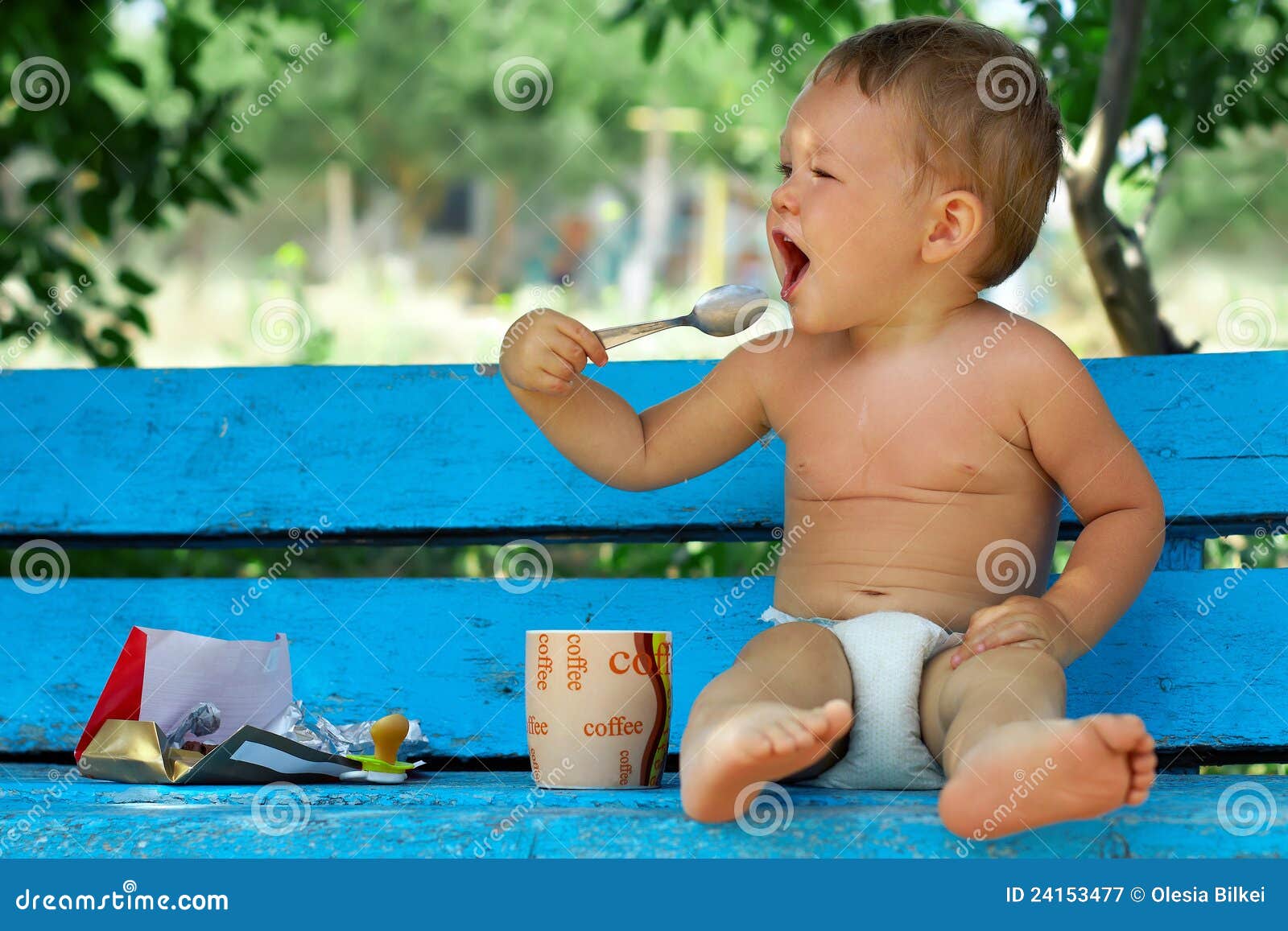 Small Baby Boy Drinking Coffee with Chocolate Stock Image - Image of ...