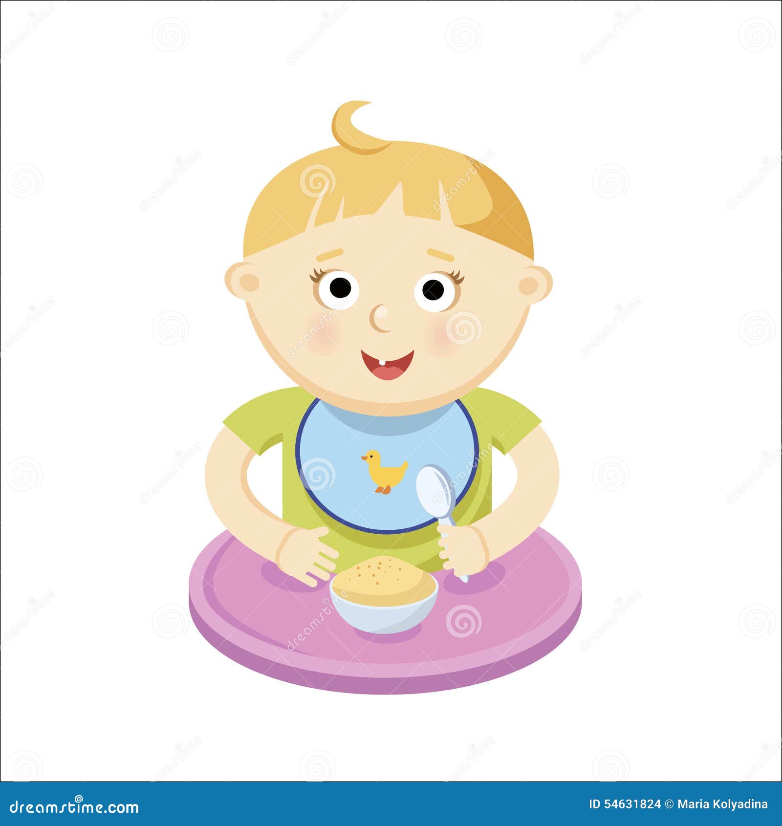 Baby Eating Pure Vector Cartoon Illustration | CartoonDealer.com #178736325