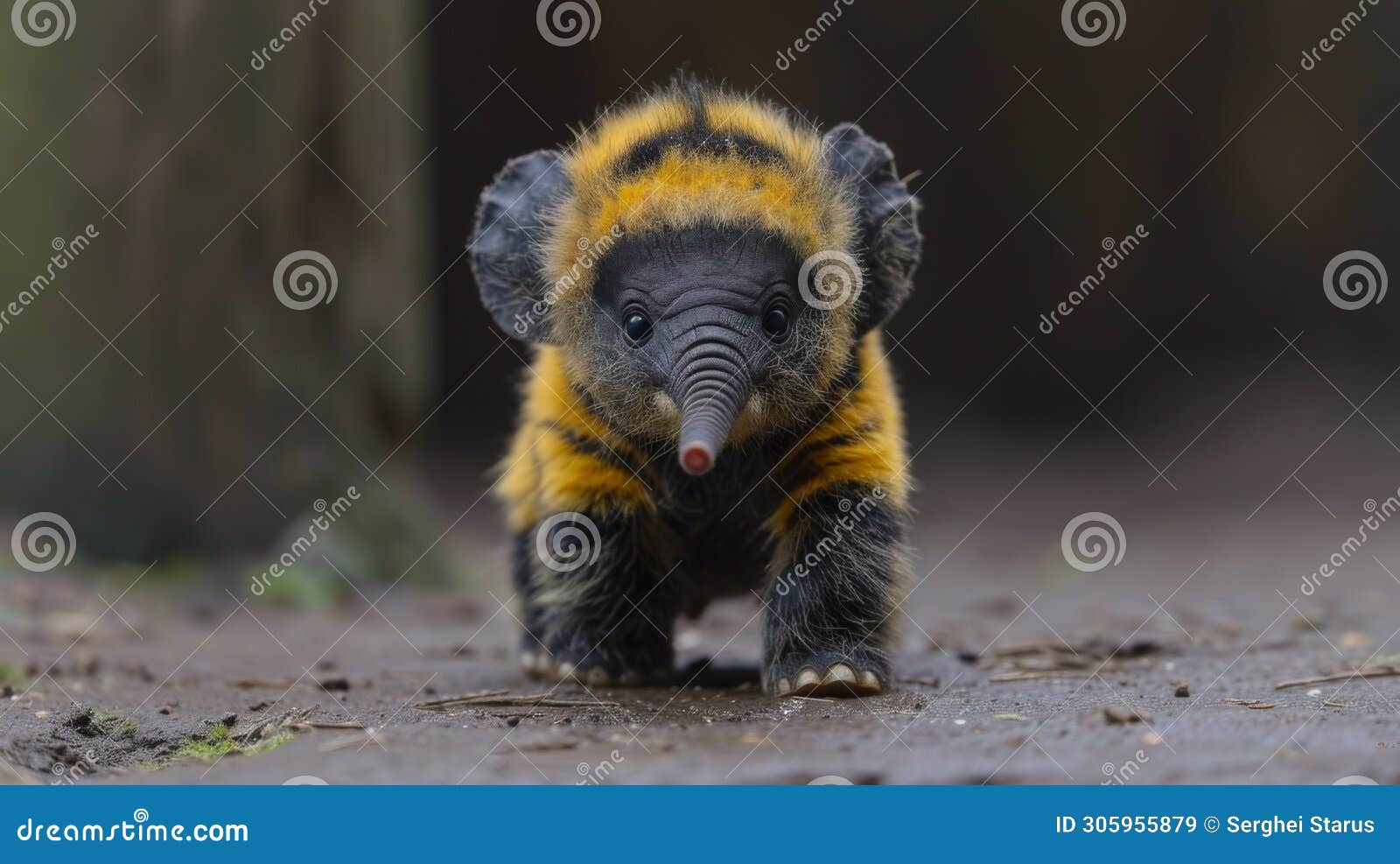 A Small Baby Elephant with a Long Nose and Ears, AI Stock Image - Image ...