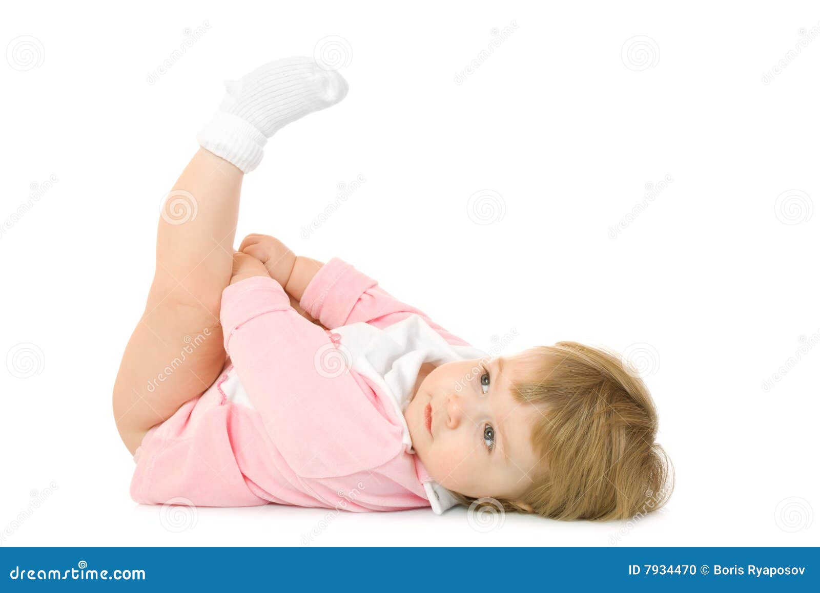 Small Baby Lay on Back and Make Gymnastic Exercise Stock Photo - Image ...