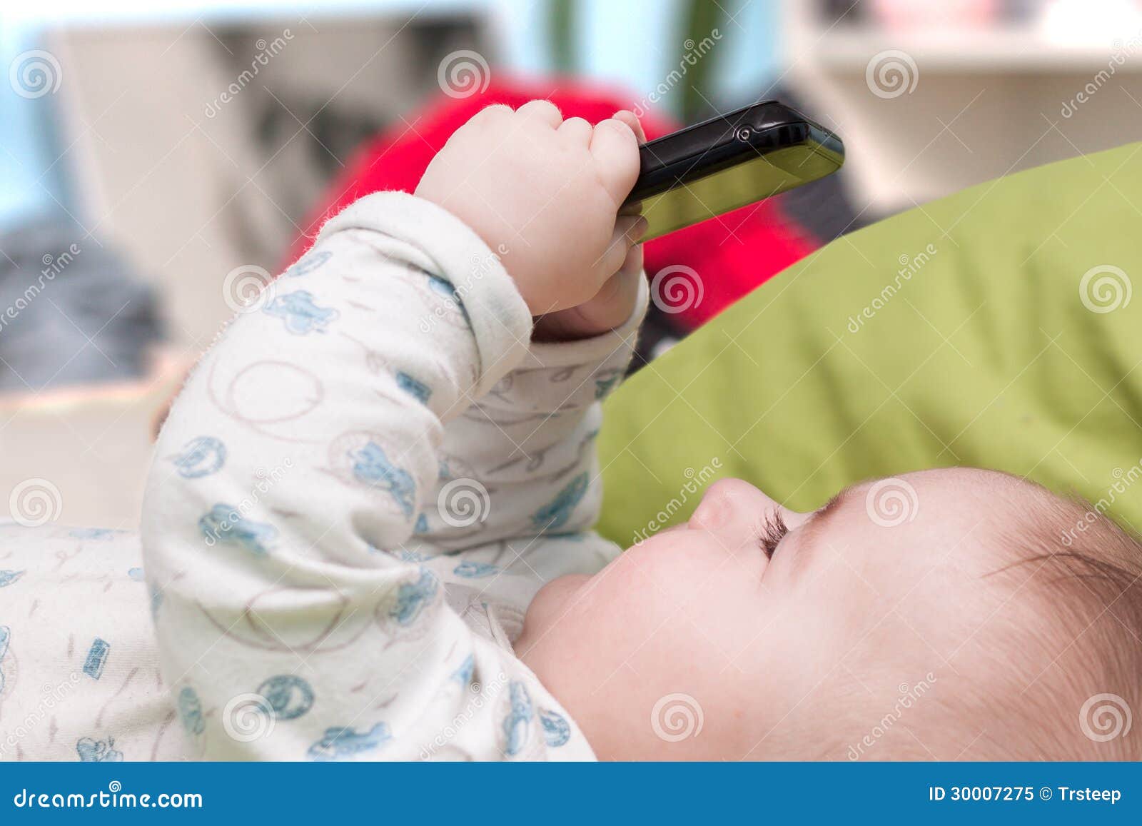 Baby with a mobile phone stock image. Image of technology - 30007275