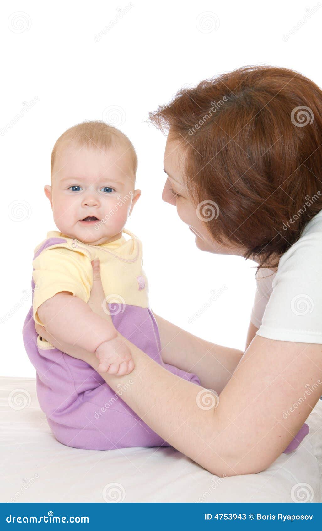Small Baby with Mother Isolated Stock Image - Image of family, joyful ...