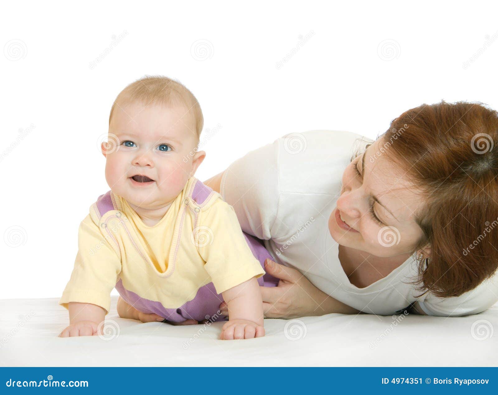 Small Baby with Mother Isolated Stock Image - Image of carefree, happy ...