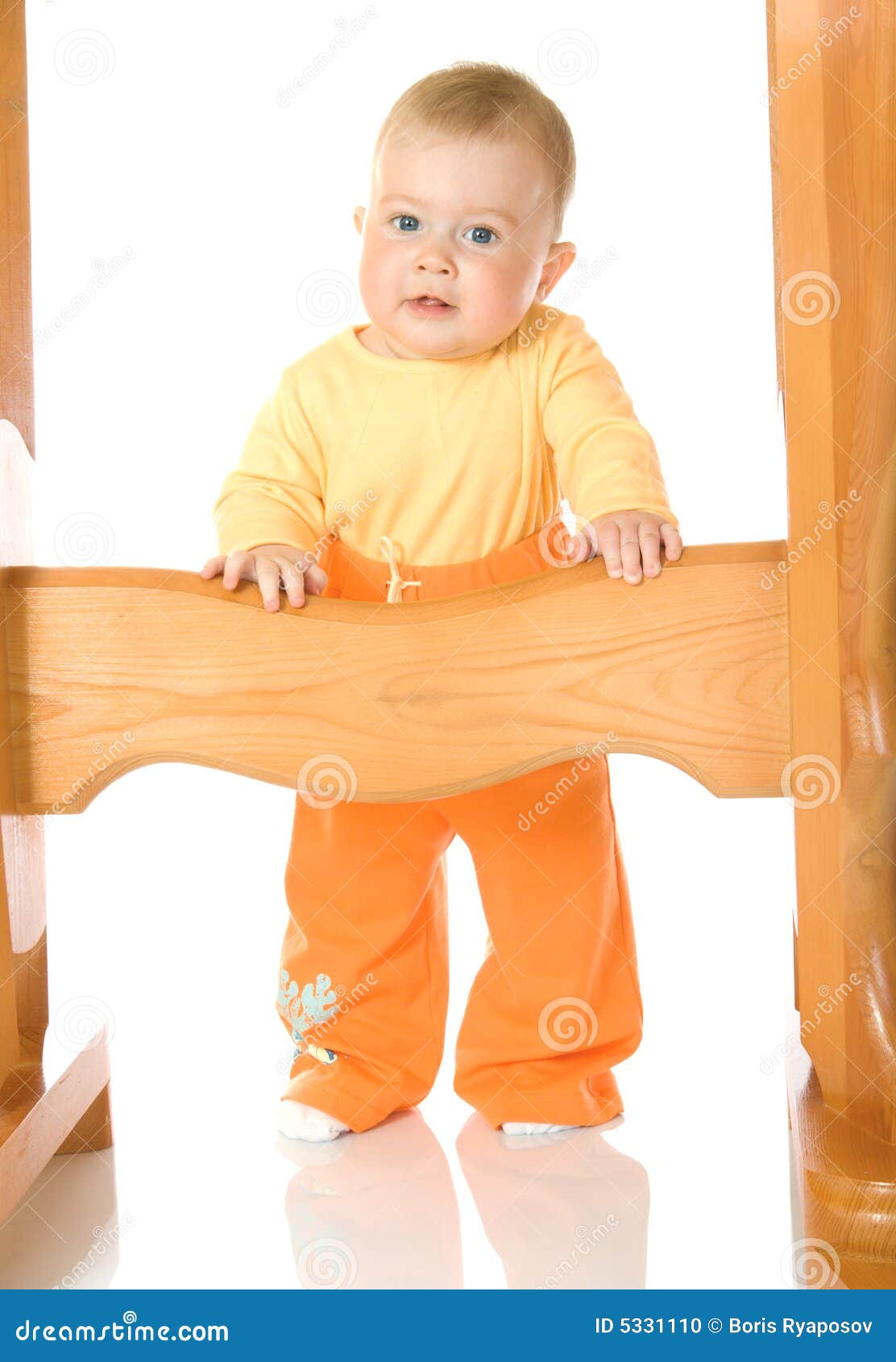 Small Baby Staying with Table Isolated Stock Photo - Image of human ...