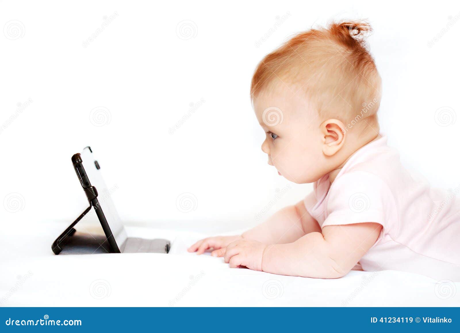 Small Baby with Tablet Pc at Home Stock Image - Image of daughter ...