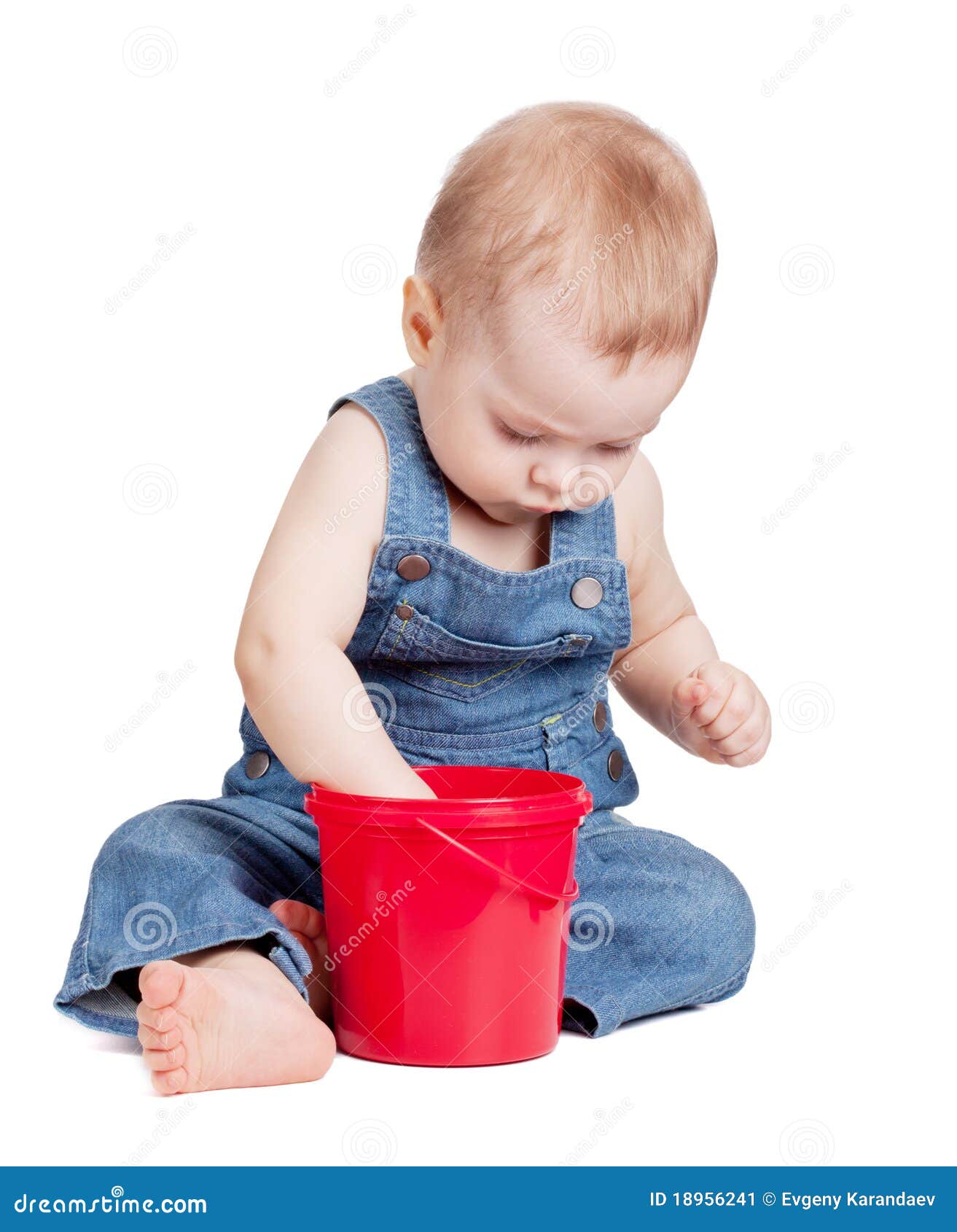 Small baby with toy bucket stock image. Image of labor - 18956241