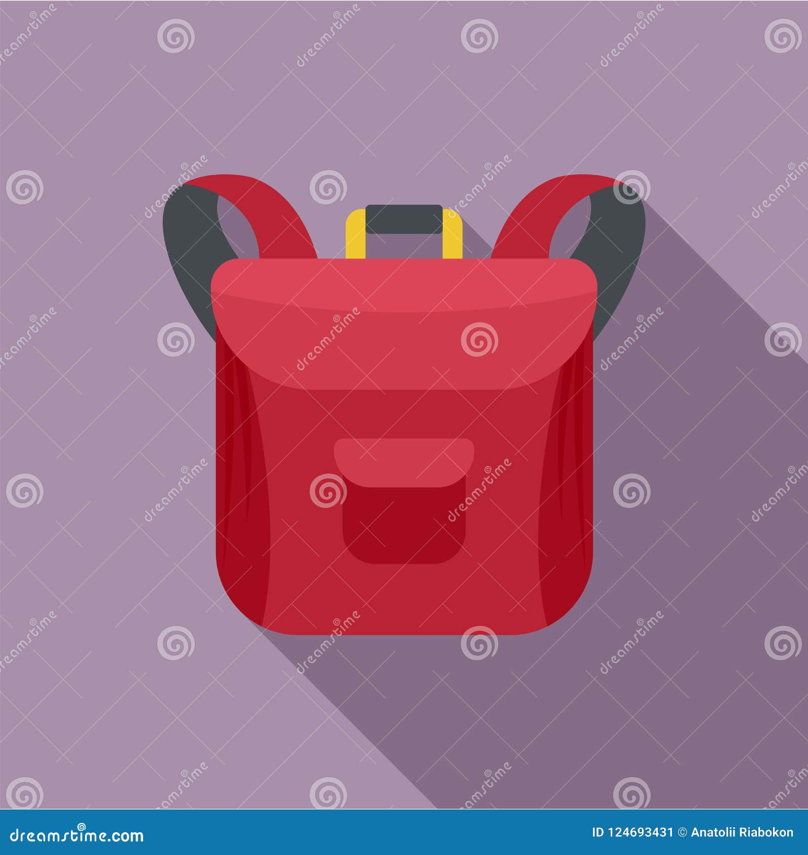 Small Backpack Icon, Flat Style Stock Illustration - Illustration of ...