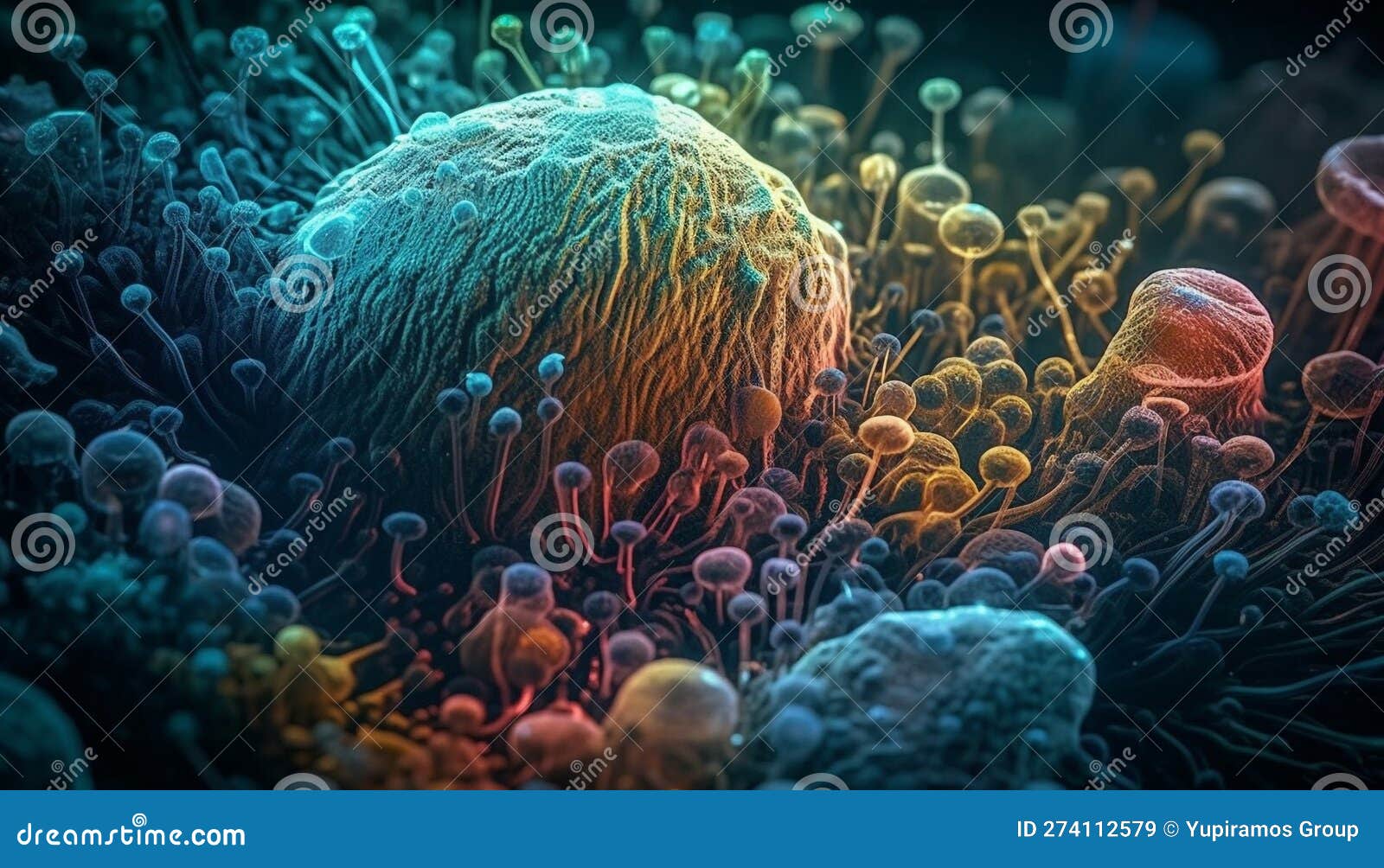 Small Bacterium and Virus Molecules Underwater Magnified Generated by ...