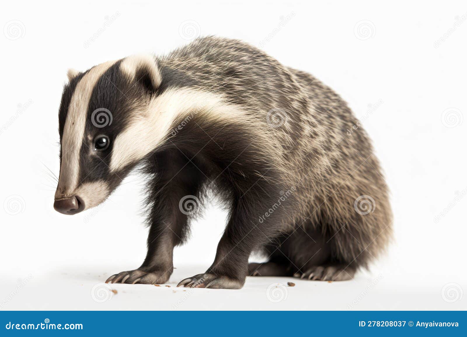 A Small Badger is Standing on a White Surface. Generative AI Image ...