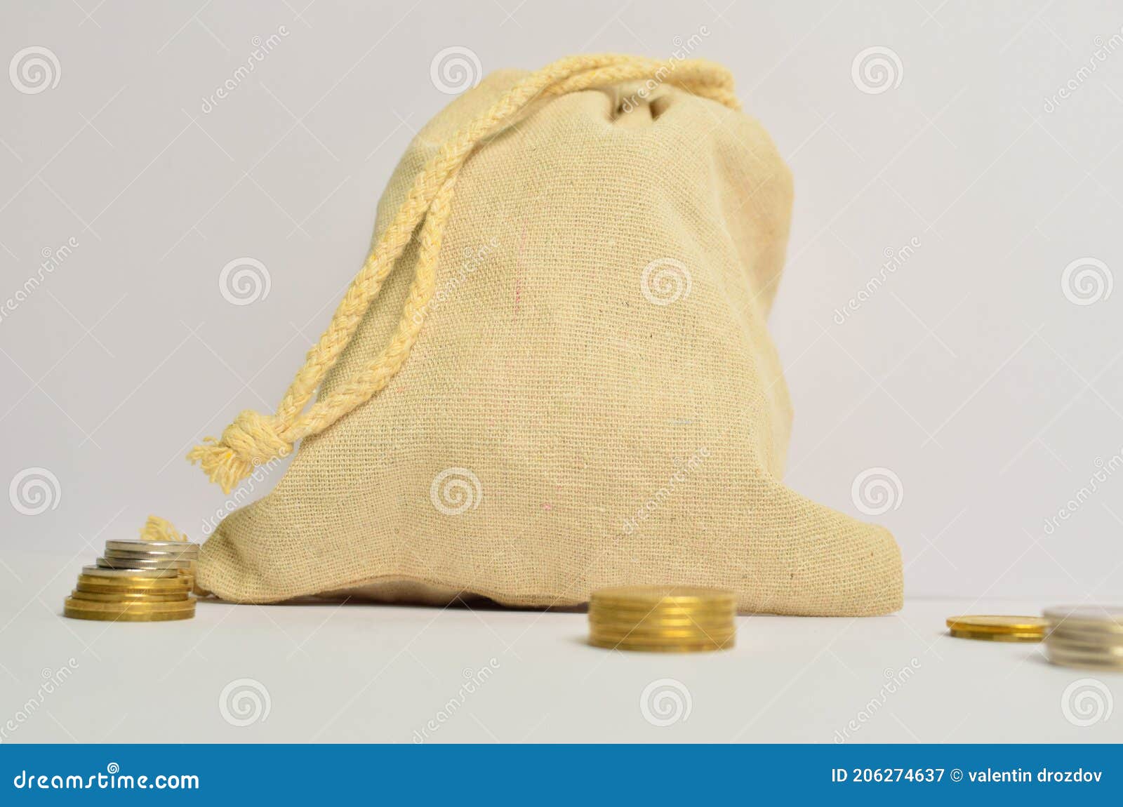 Small Bag of Money Isolated Stock Image - Image of textile, sack: 206274637
