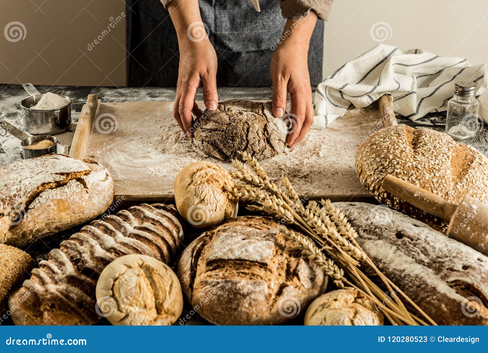 Small Bakery - Raw Loaf of Bread in Baker`s Hands Stock Image - Image ...