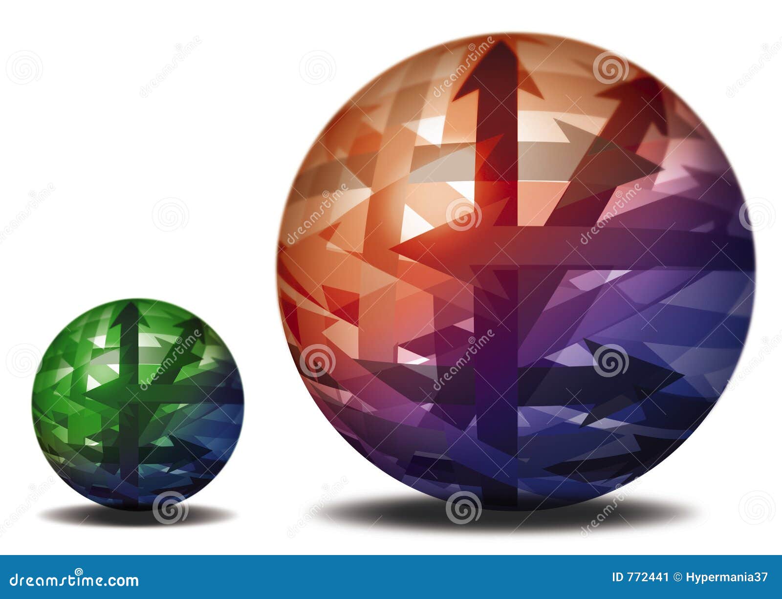 Red Ball Large In A Blue Gradient Circle Rolling Into A Small Red Ball ...