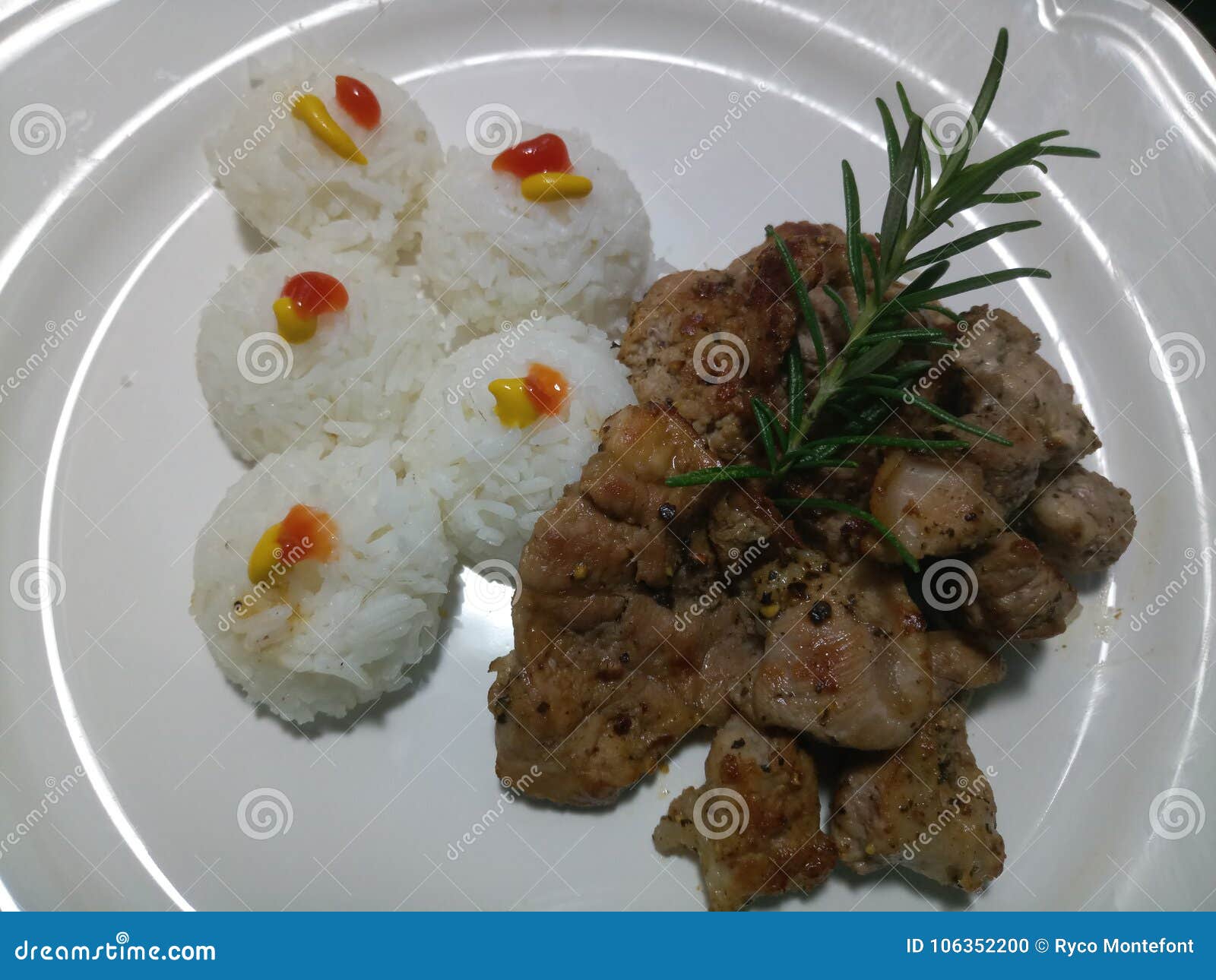 Small Balls of Rice and Diced Pork Stock Photo - Image of pork, balls ...