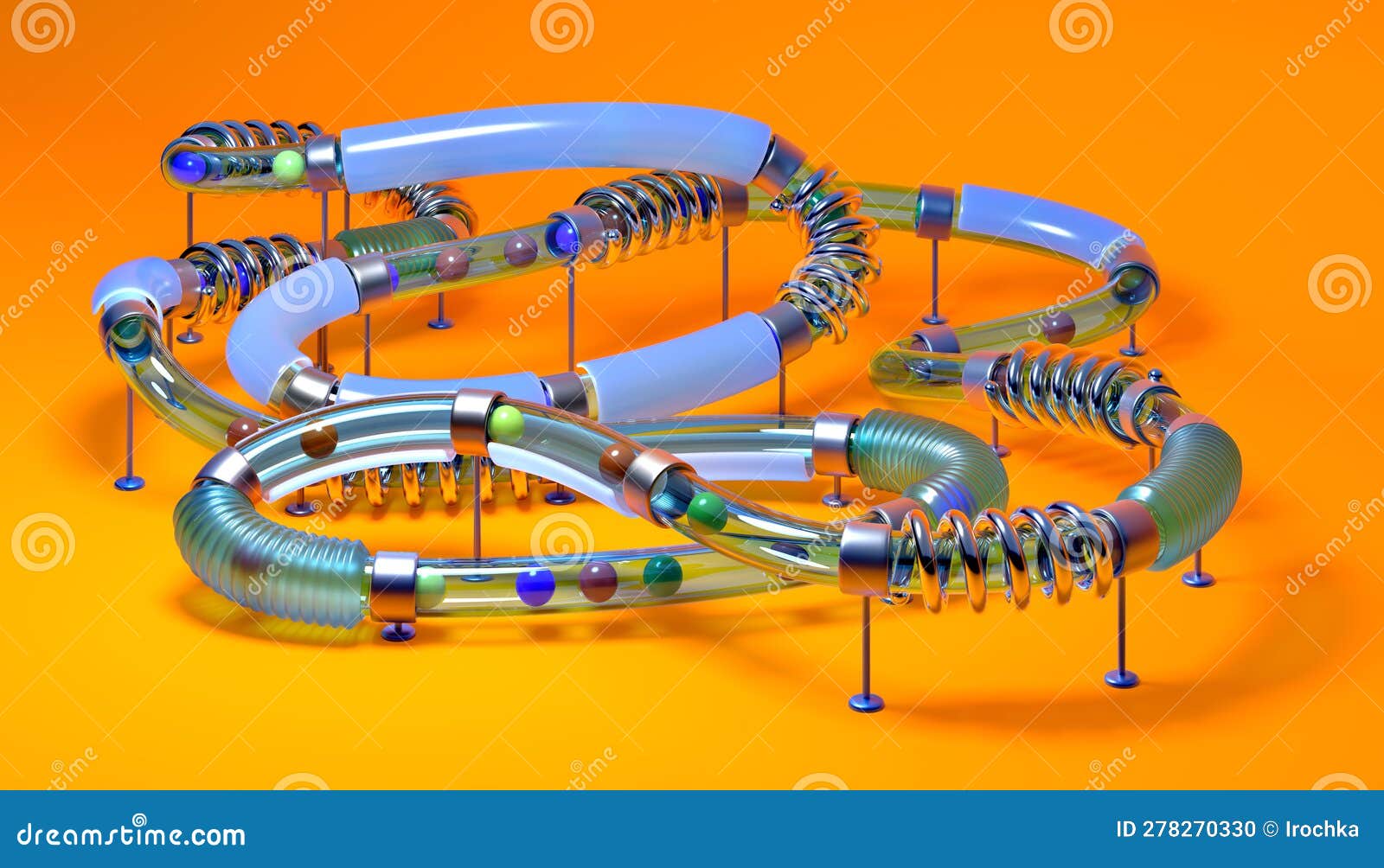 Small Balls Roll Along the Marble Run Stock Illustration - Illustration ...