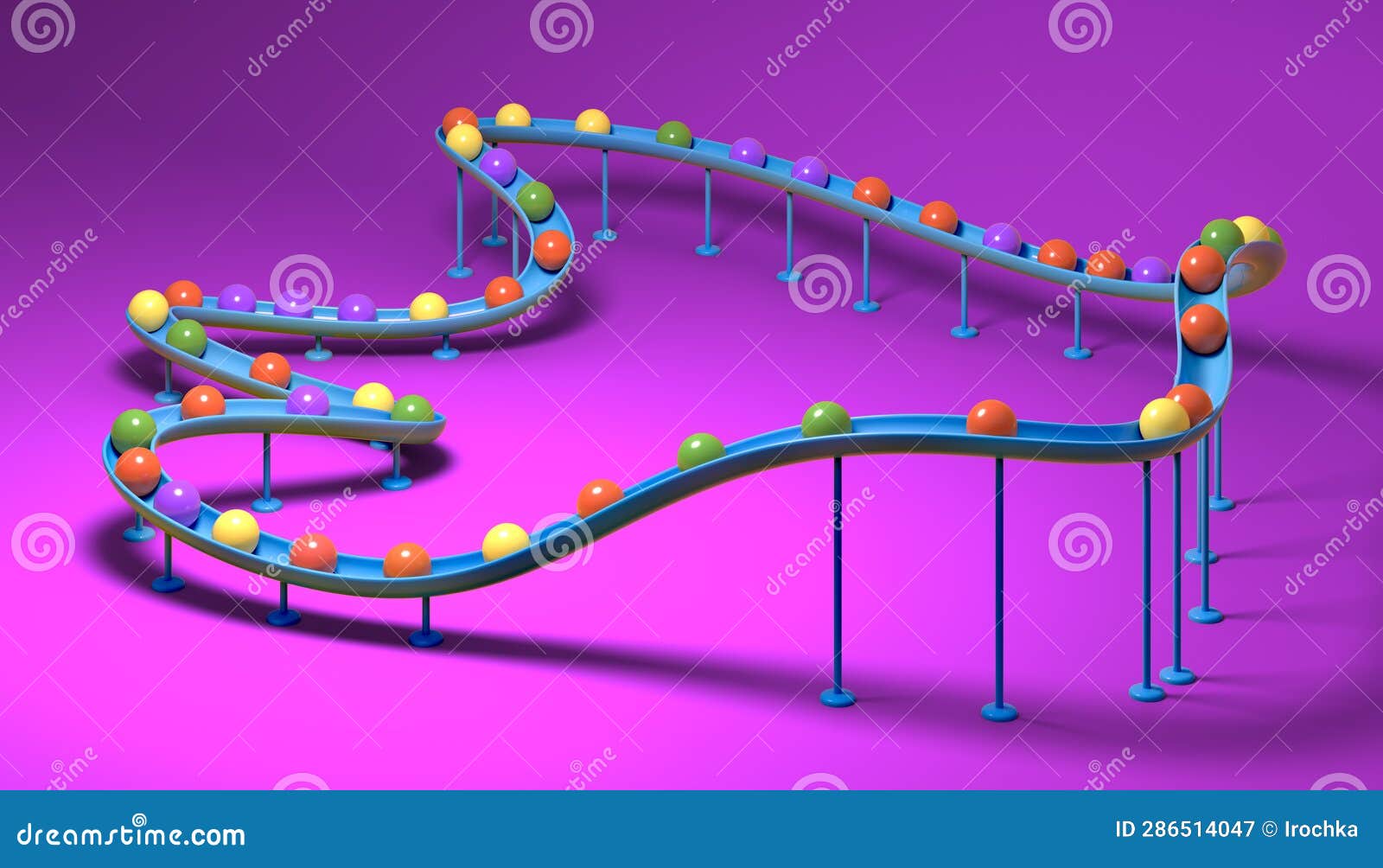 Small Balls Roll Along the Marble Run Stock Illustration - Illustration ...