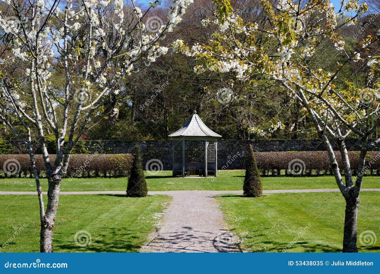 Small bandstand stock image. Image of flower, path, branch - 53438035