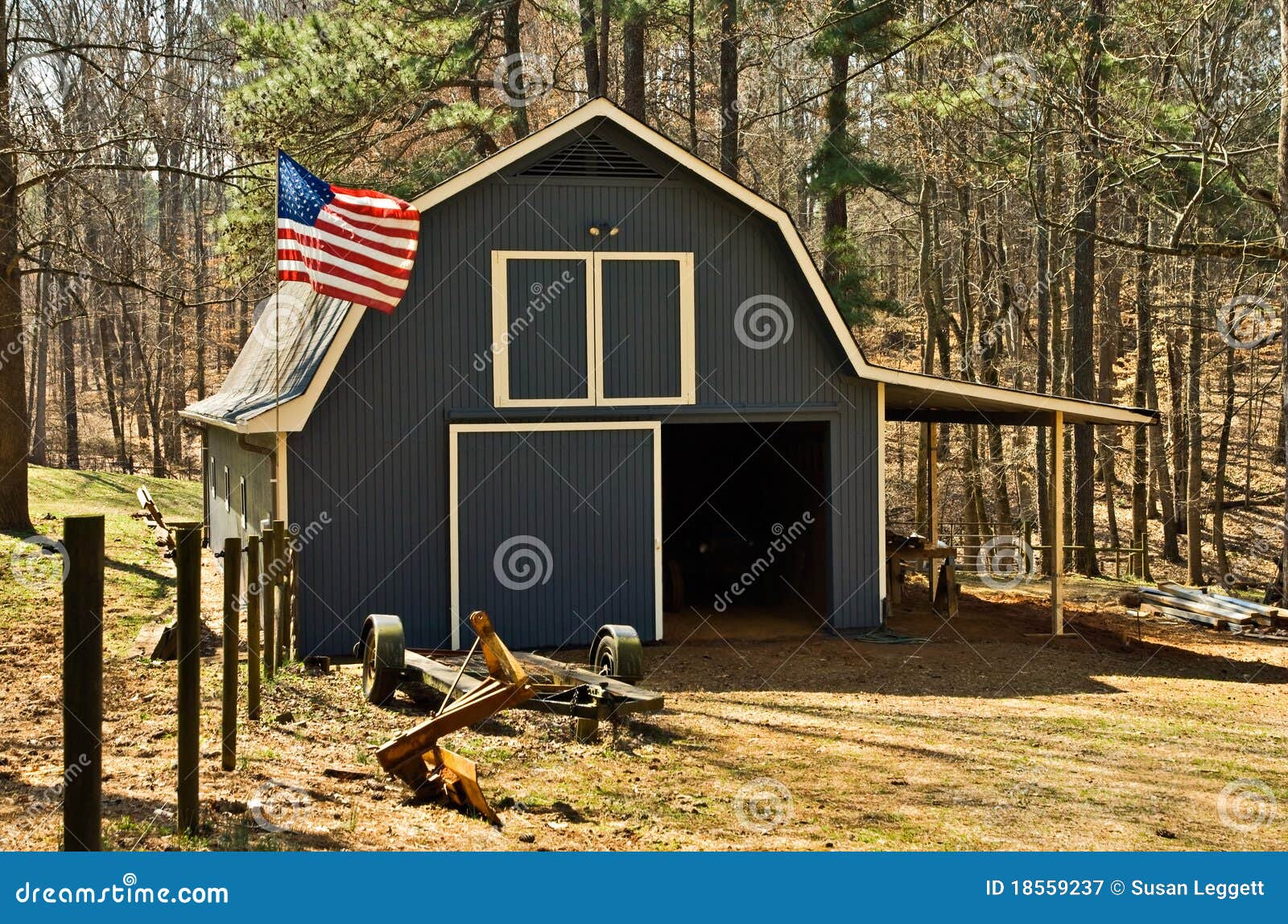 Small Barn with Flag stock image. Image of lifestyle - 18559237