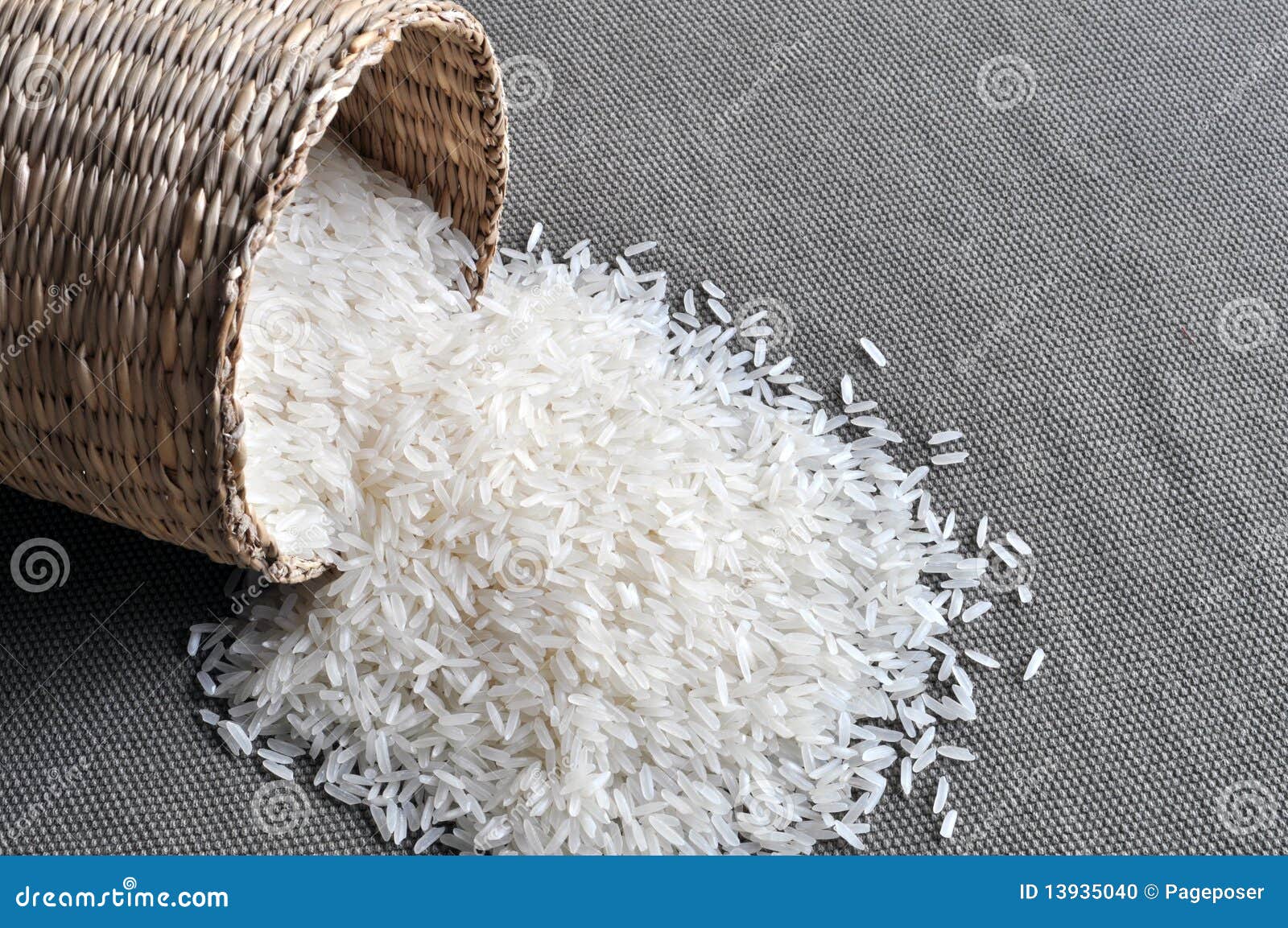 Small basket of rice stock photo. Image of white, pour - 13935040