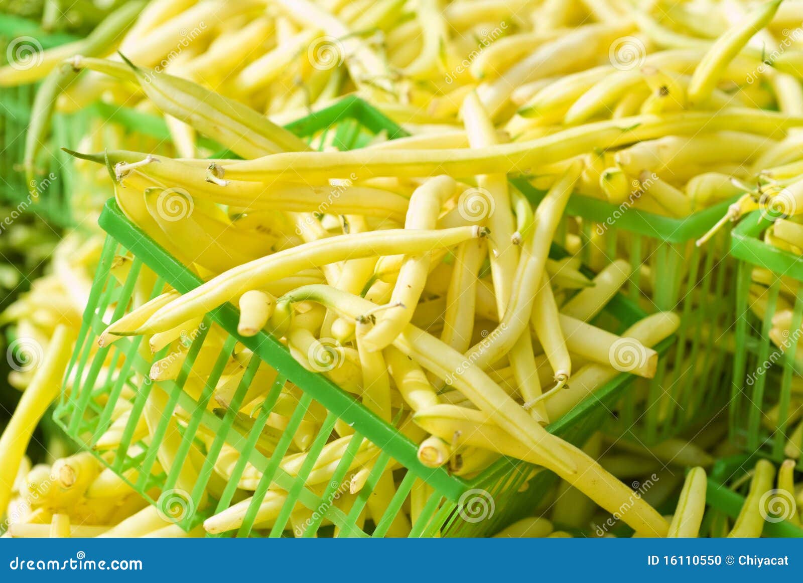 Small Baskets of Yellow Beans in a Market Stock Photo - Image of basket ...