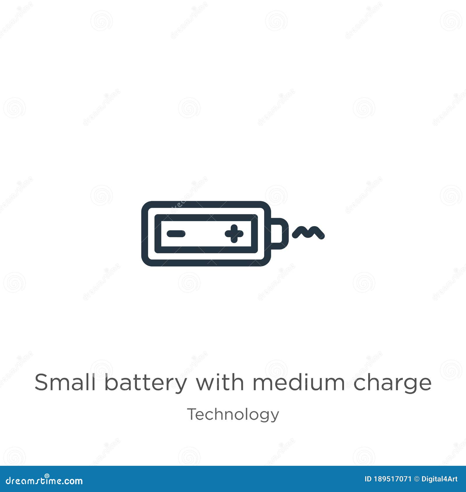 Small Battery with Medium Charge Icon. Thin Linear Small Battery with ...