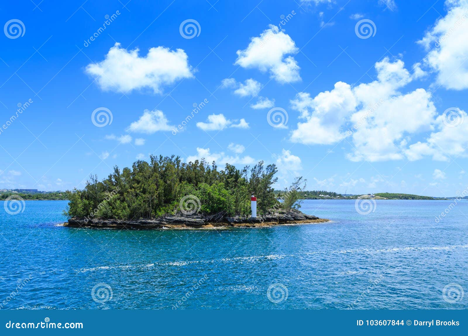 Small Island with Red Beacon Stock Photo - Image of harbor, navigation ...