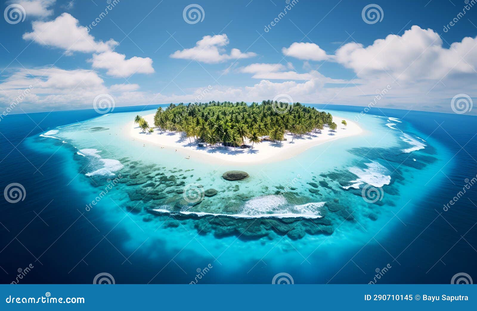 Small, Beautiful Island in the Middle of the Sea, Ai Generative Stock ...