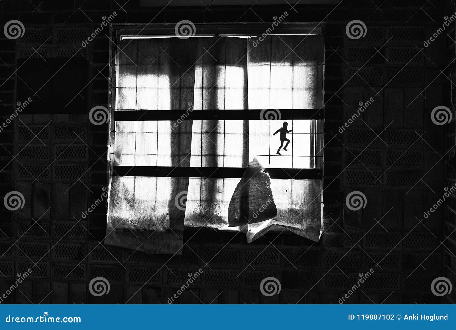 Small Being Running in a Window. Stock Photo - Image of concept, people ...