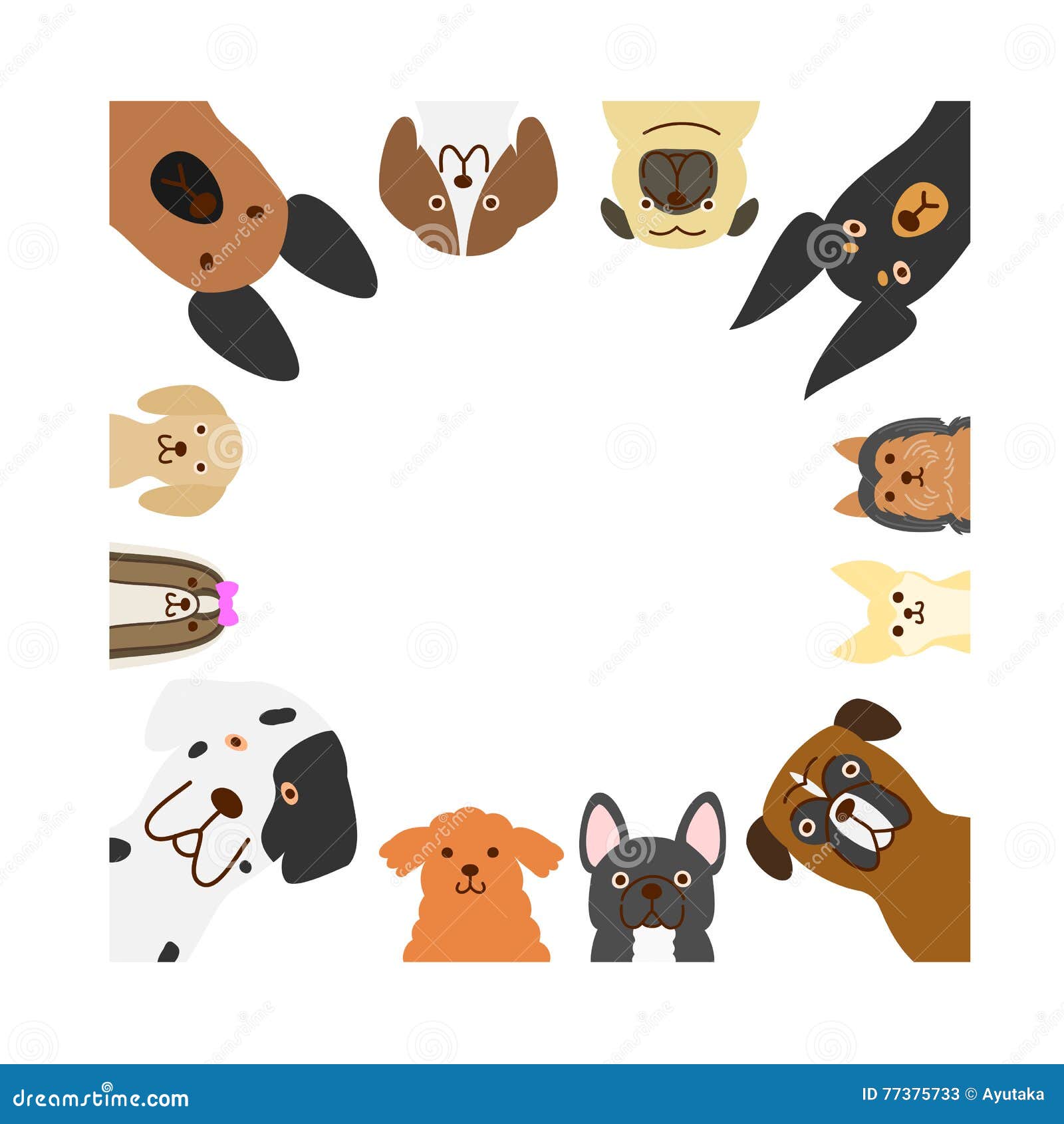 Small and Big Dogs Square Frame Stock Vector - Illustration of boxer ...