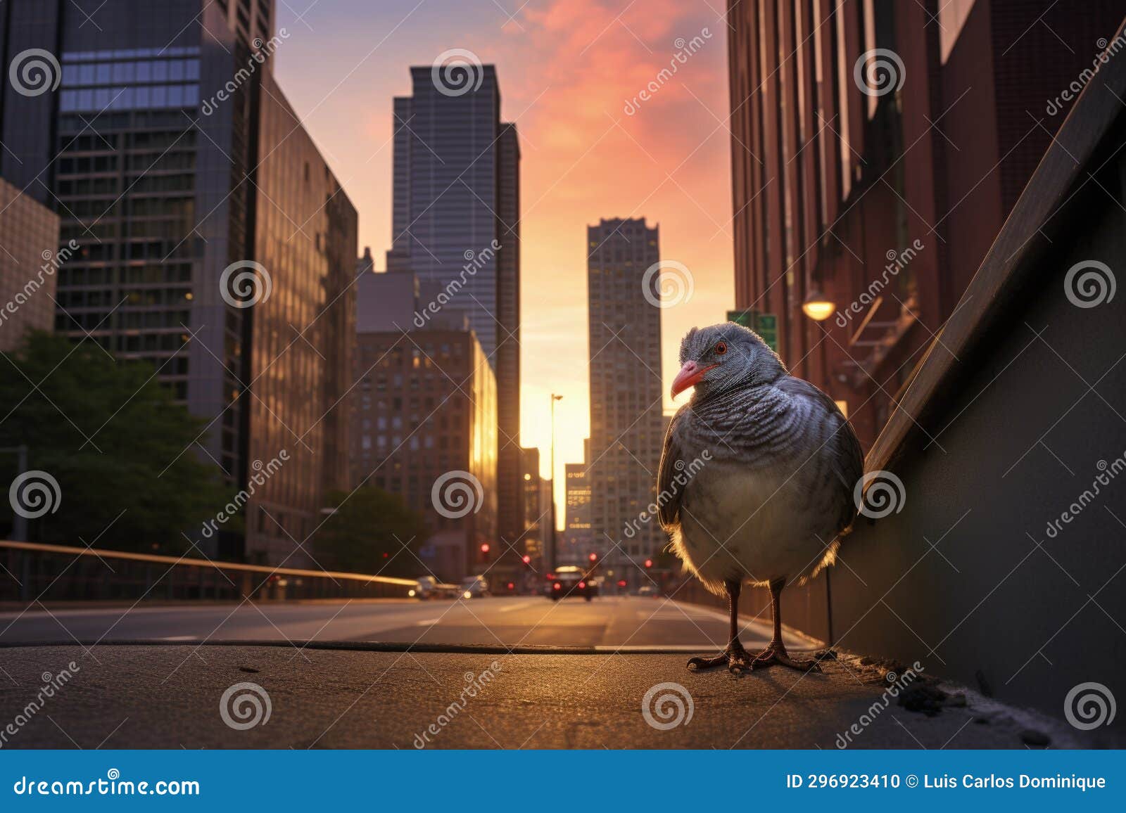 Small Bird in the City at Dawn, View from Below Stock Illustration ...