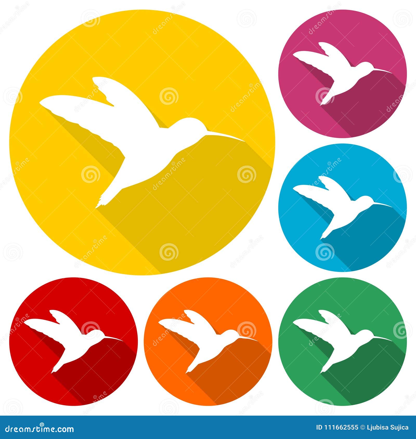 Small Bird Icons Set with Long Shadow Stock Vector - Illustration of ...