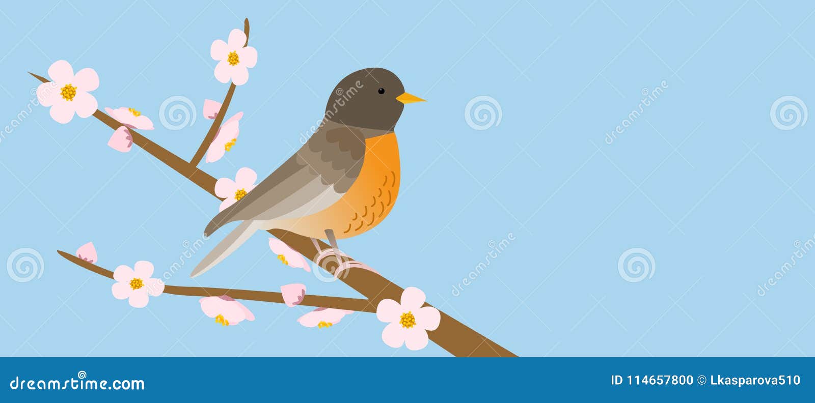 Bird on branch, spring stock illustration. Illustration of background ...