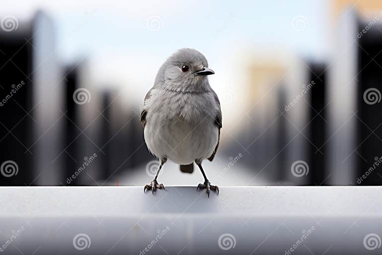 A Small Bird is Standing on a Ledge Stock Illustration - Illustration ...