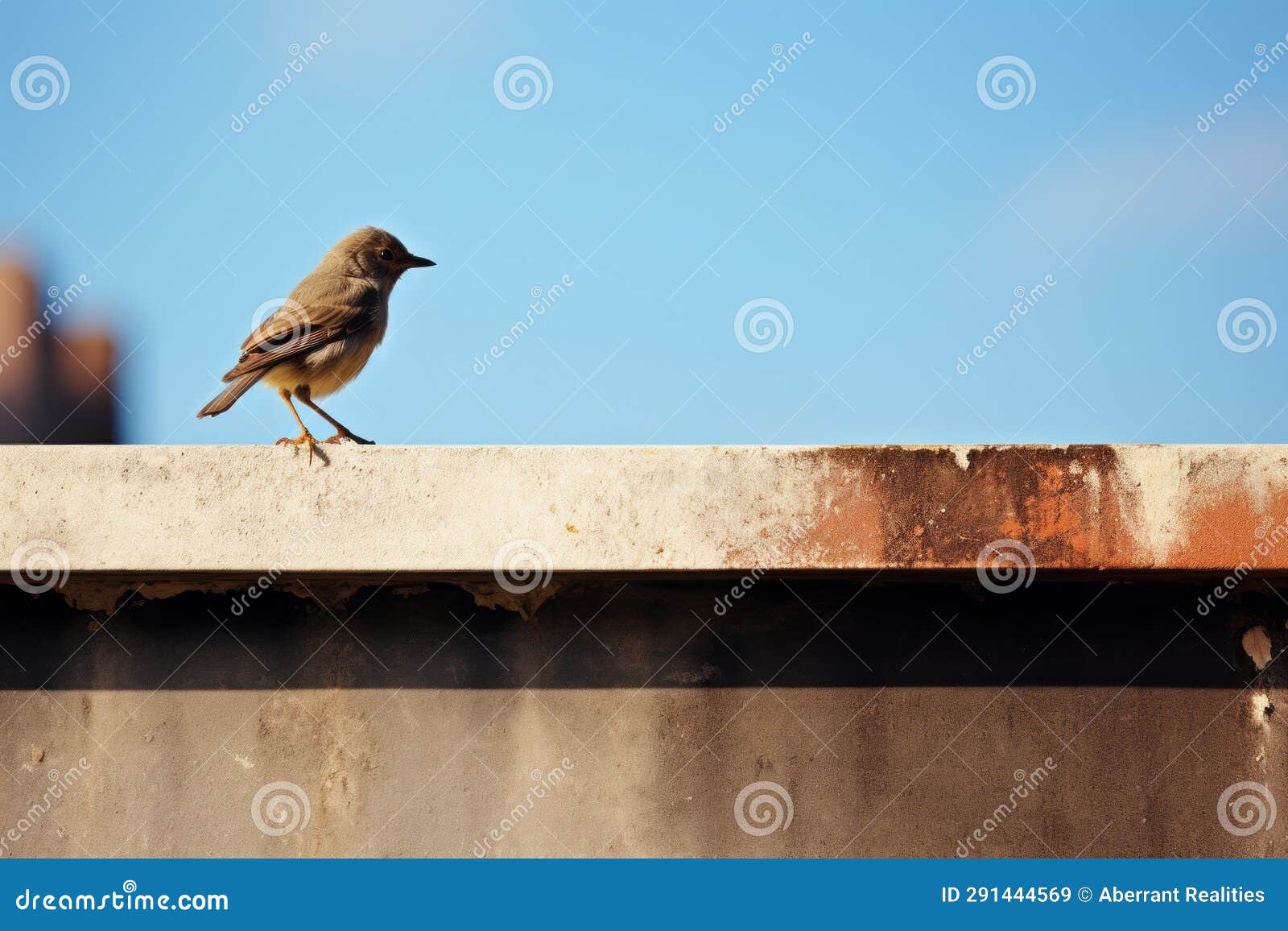 A Small Bird Standing on a Ledge Stock Illustration - Illustration of ...
