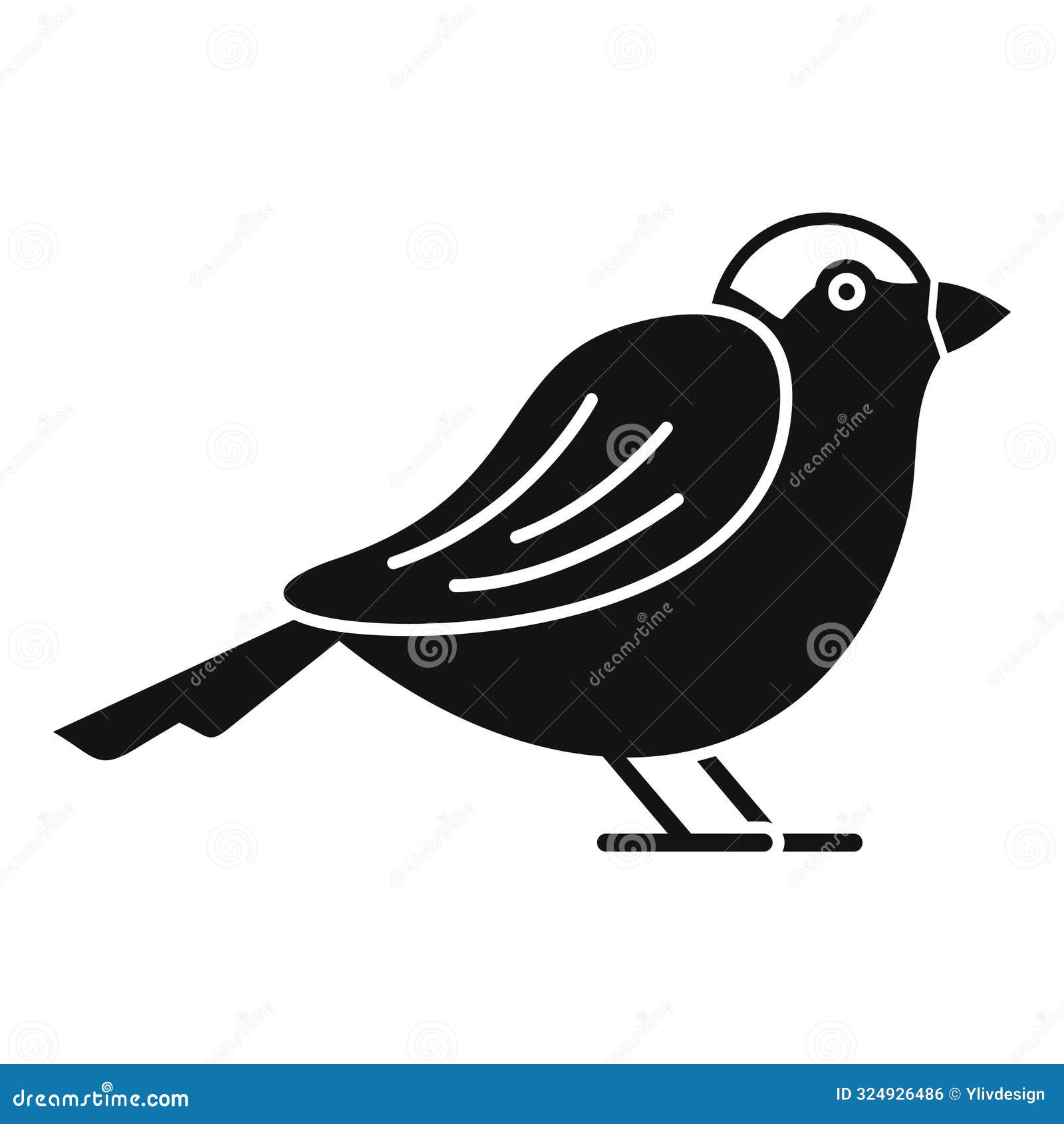 Small Bird Standing Side View Icon Black Silhouette Stock Illustration ...