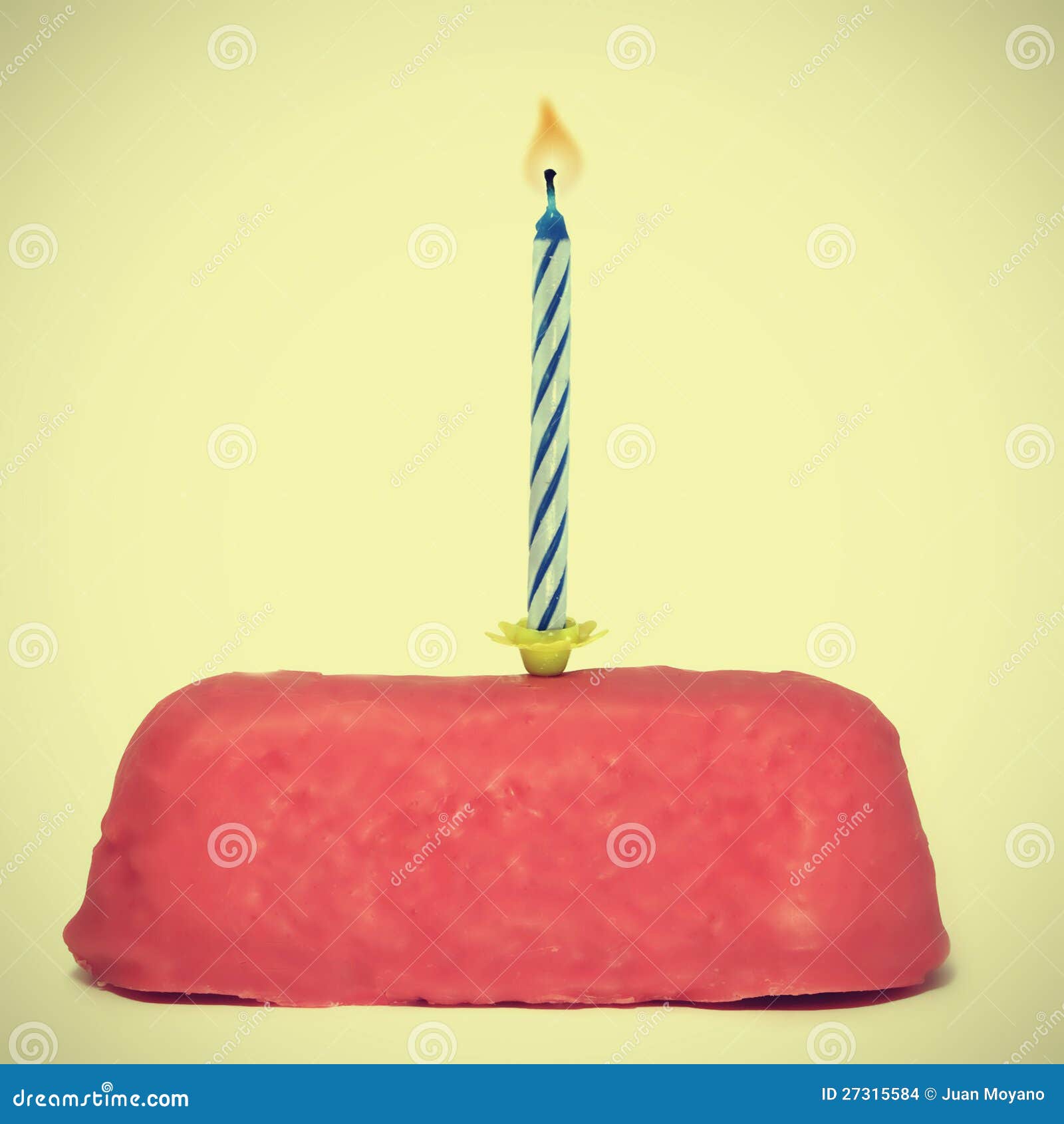 Small Birthday Cake with Candle Stock Photo - Image of color, aged ...