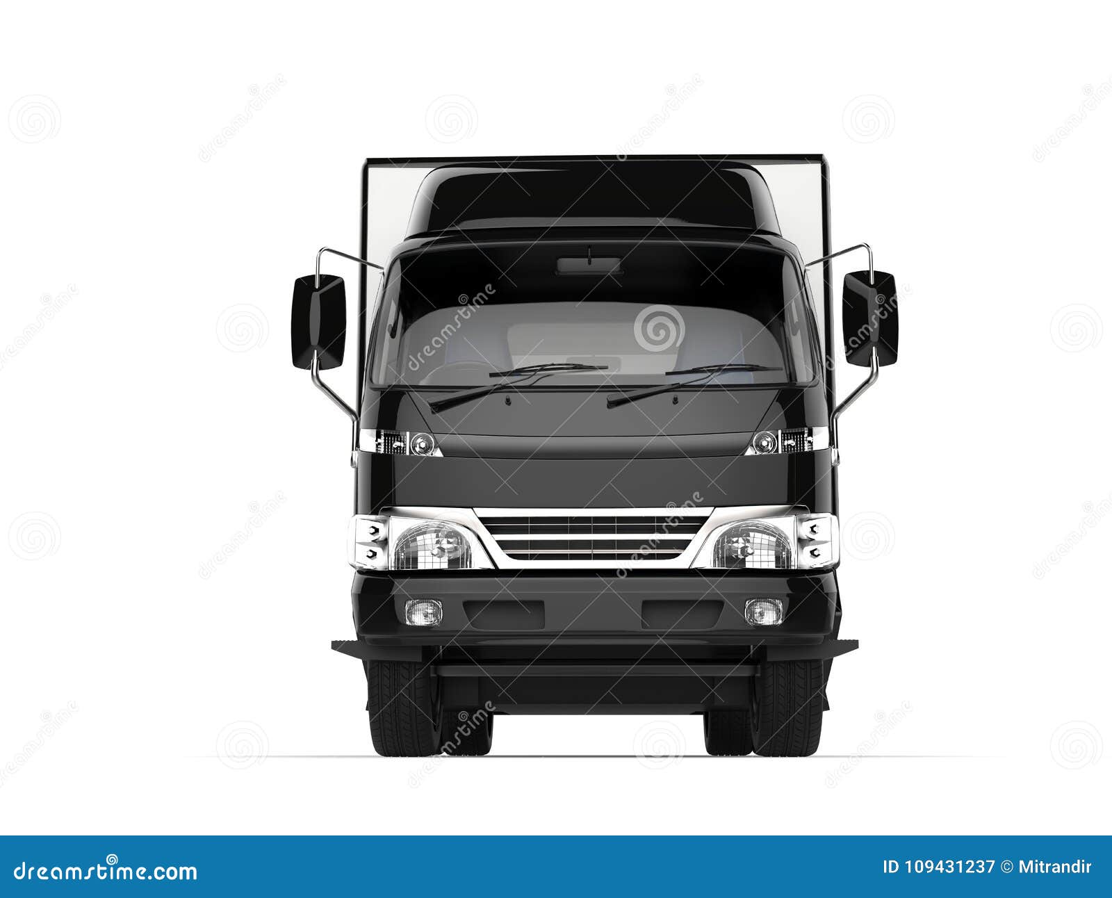 Small Black Box Truck - Front View Stock Illustration - Illustration of ...