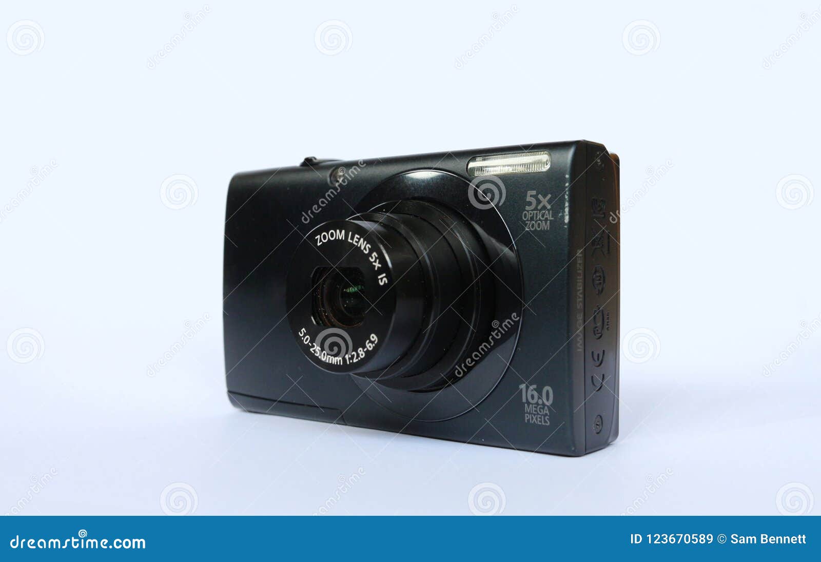 Small black compact camera stock image. Image of studio - 123670589
