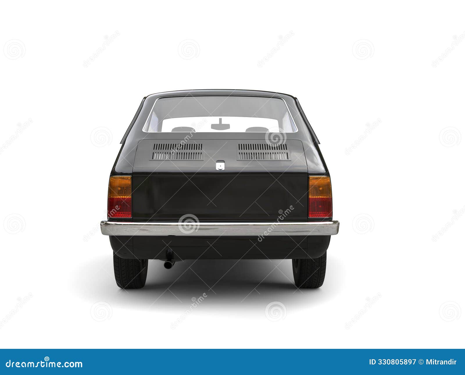 Small Black Compact Vintage Car - Back View Stock Illustration ...