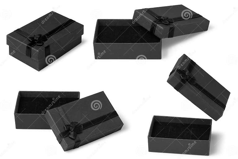 Small Black Open and Closed Gift Box Stock Photo - Image of paper ...
