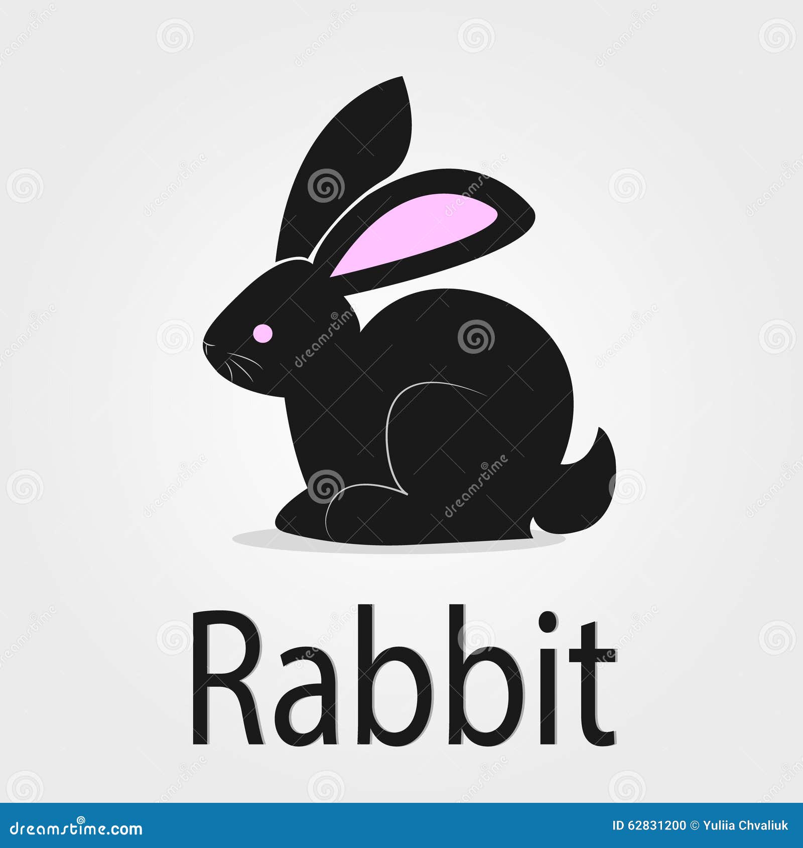 Black Rabbit Logo Illustration On White Background. Cute Rabbit Icon ...