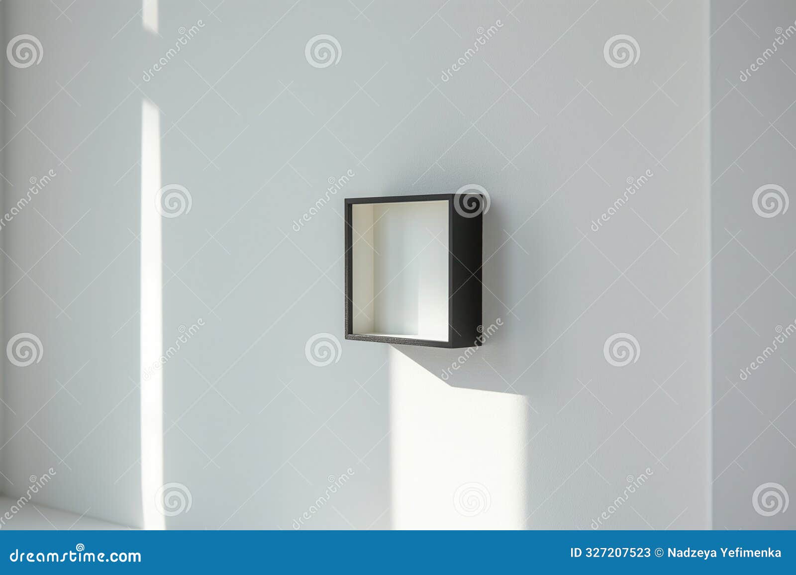 Small Black Square Frame White Wall Sunlight Shadows Minimalist ...