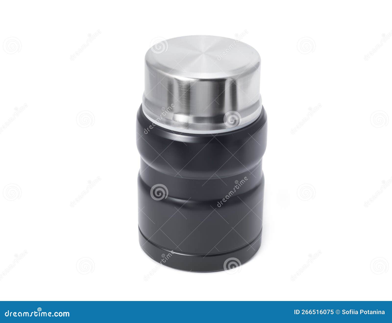 Small Black Thermos with a Lid on a White Background Stock Image ...