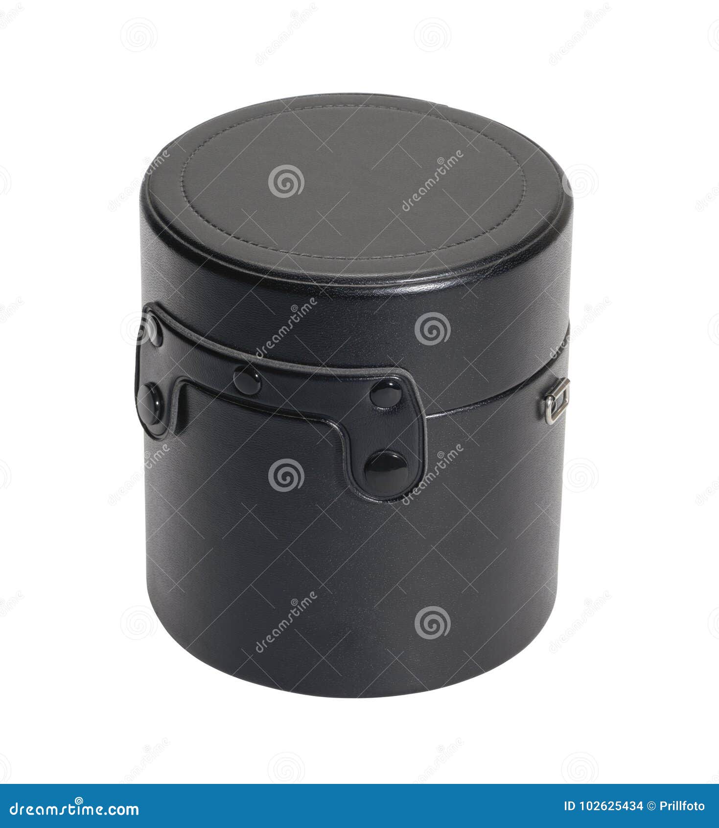 Round black leather box stock photo. Image of tubular - 102625434