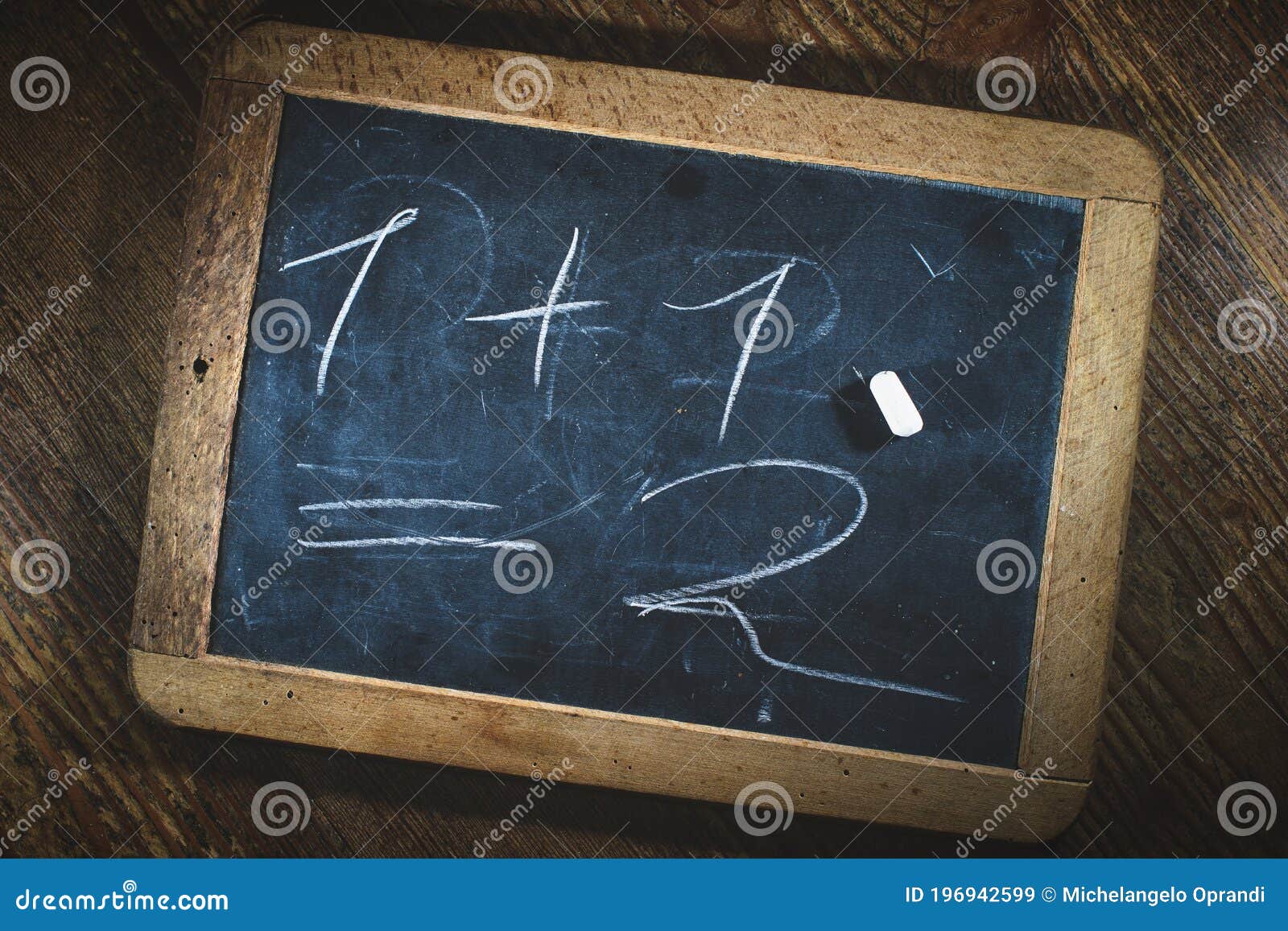 Small Blackboard with Child Simple Math Calculation Stock Image - Image ...